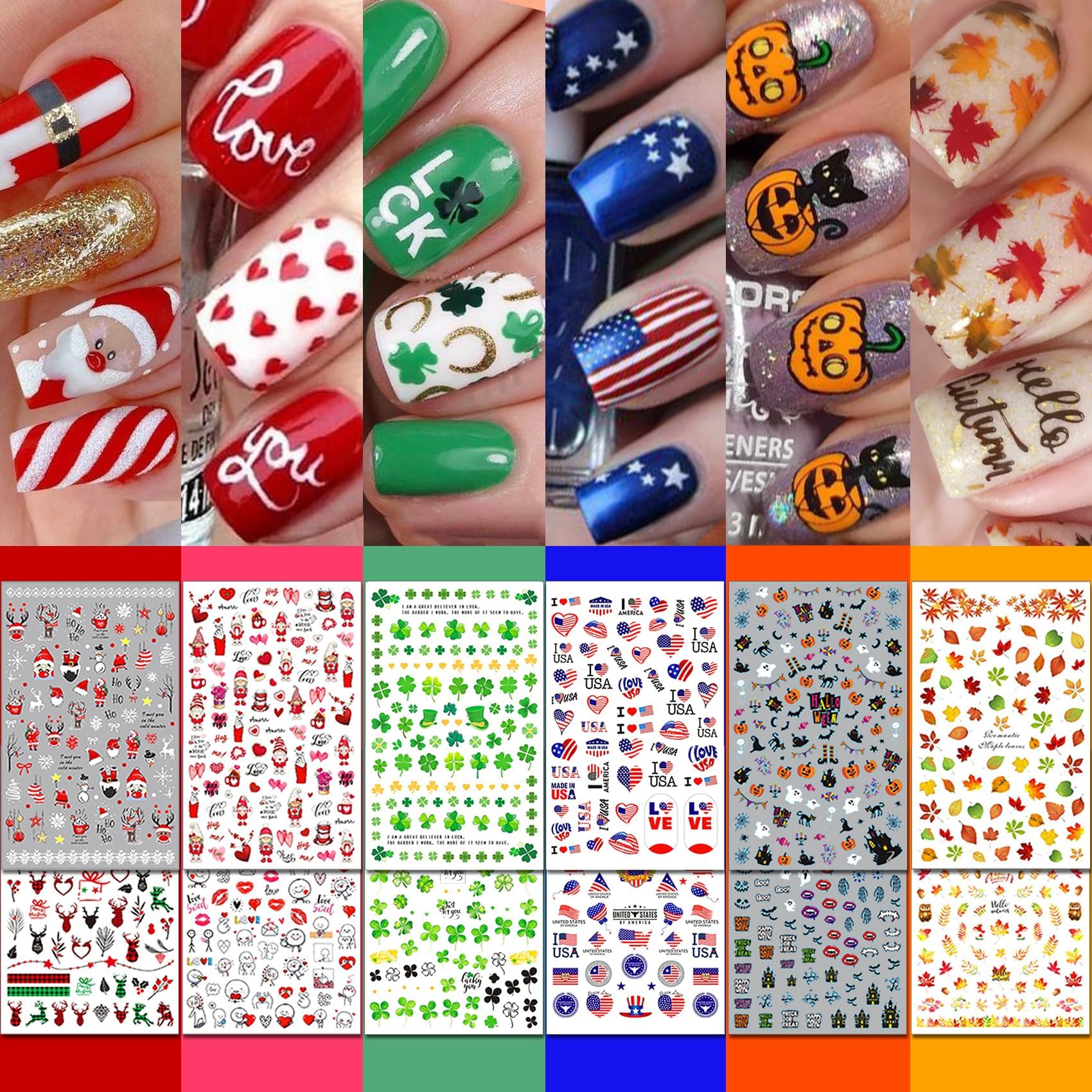 Amazon.com: IDDFEVE 30 Sheets All Holiday Nail Art Stickers, Variety ...