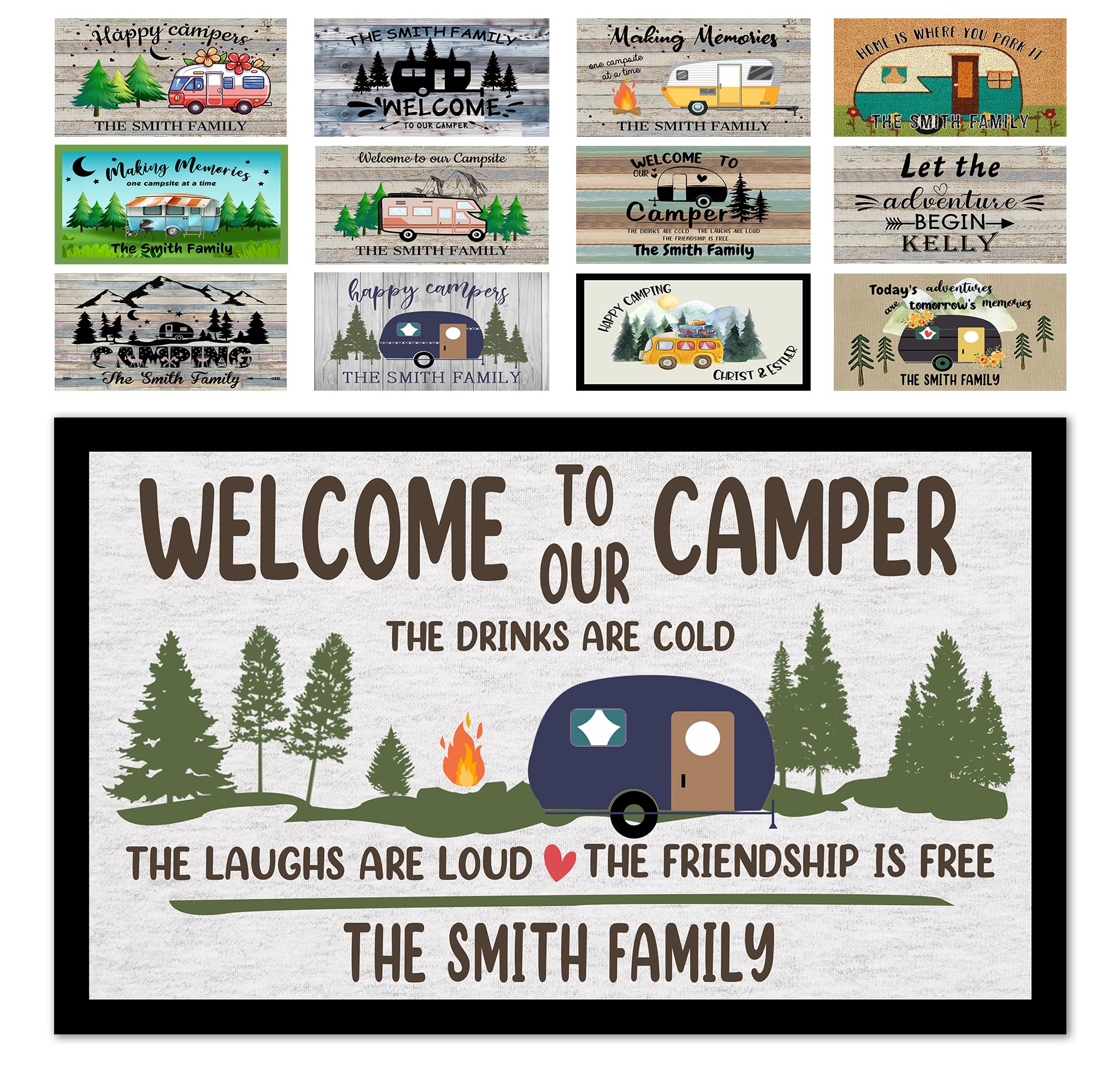 Amazon.com: Custom Camping Door Mat with Name for Camper Trailer ...