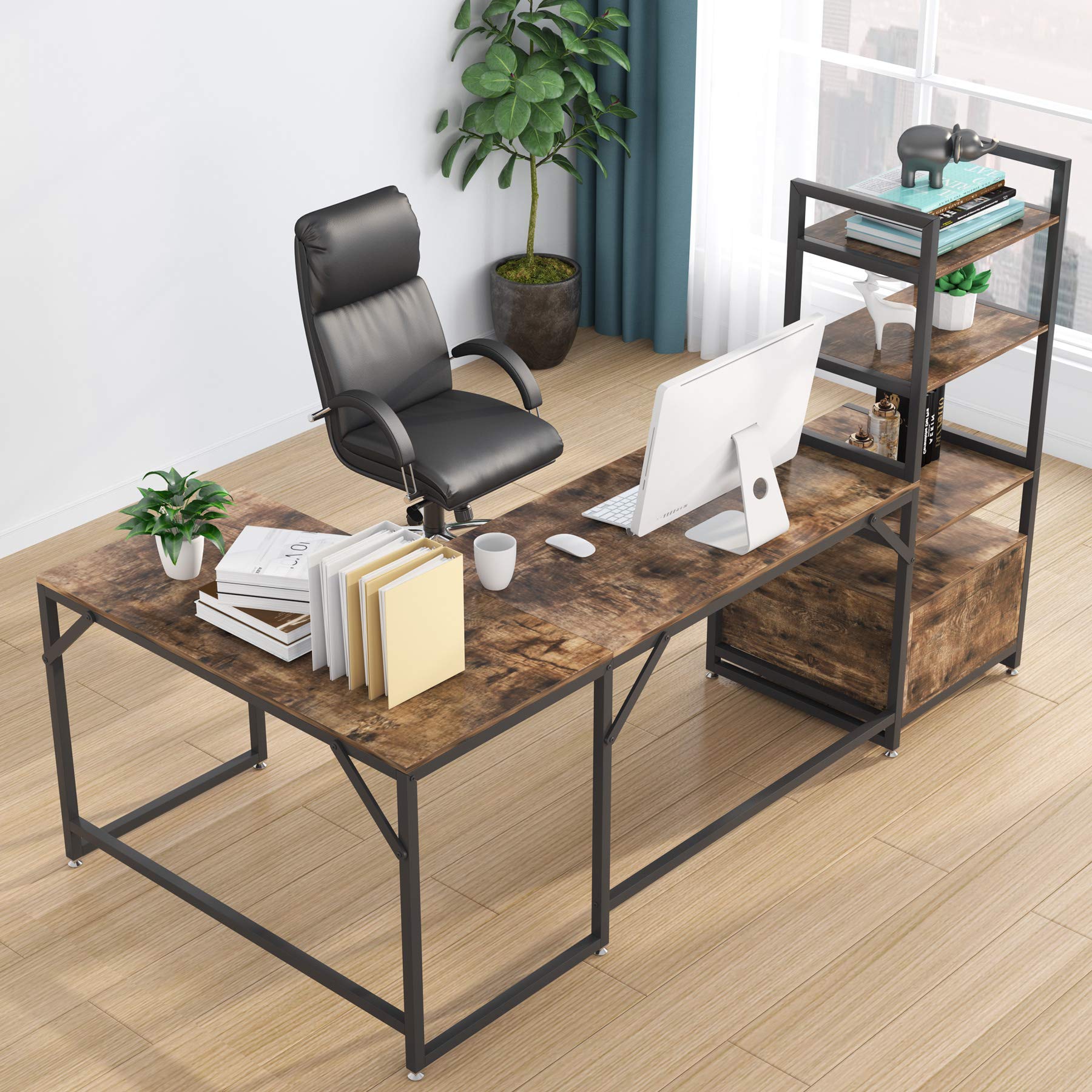 Tribesigns L Shaped Computer Desk with 2 Drawers, 59 Inch L-Shaped Desk ...