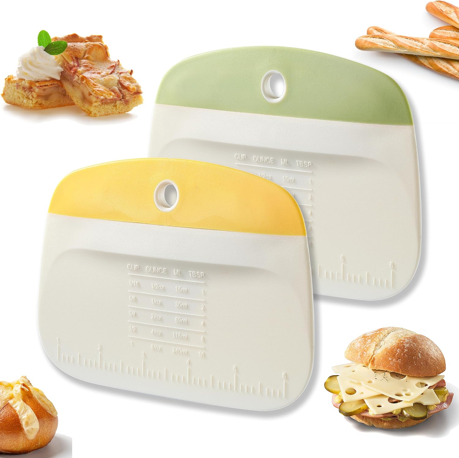 Amazon.com: 2PCS Bowl Scraper, Little Cook Bench Dough Bread Scraper ...