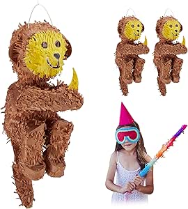 Relaxdays Monkey Pinata, Set of 3, Party, Celebration, Dimensions: H x ...