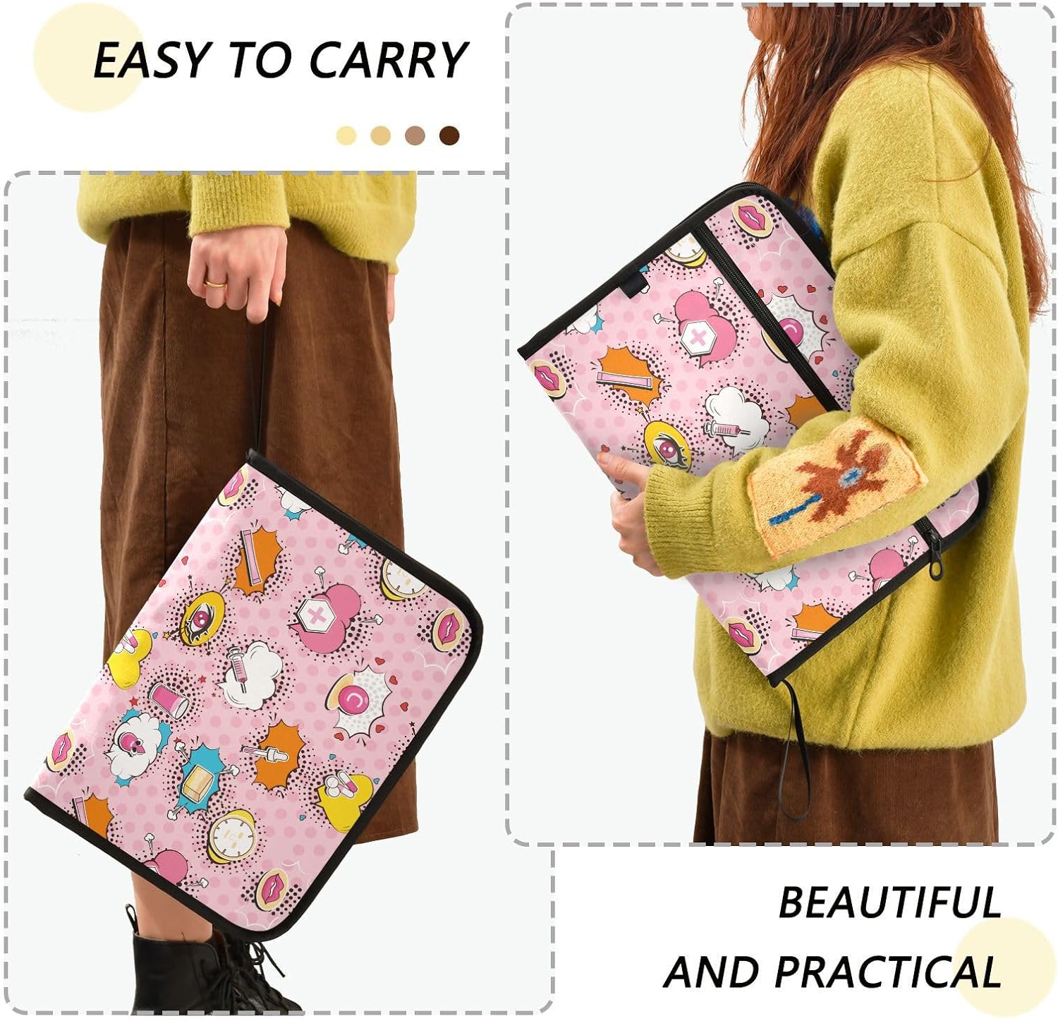 Cute Trendy Cartoon Lips Pink Expandable Hanging File 13 Pockets A4 ...