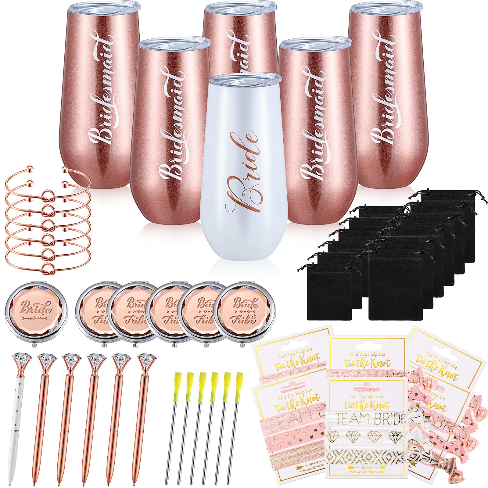 Amazon.com | 60 Pieces Bridesmaids Proposal Gift Bride Makeup Mirrors ...