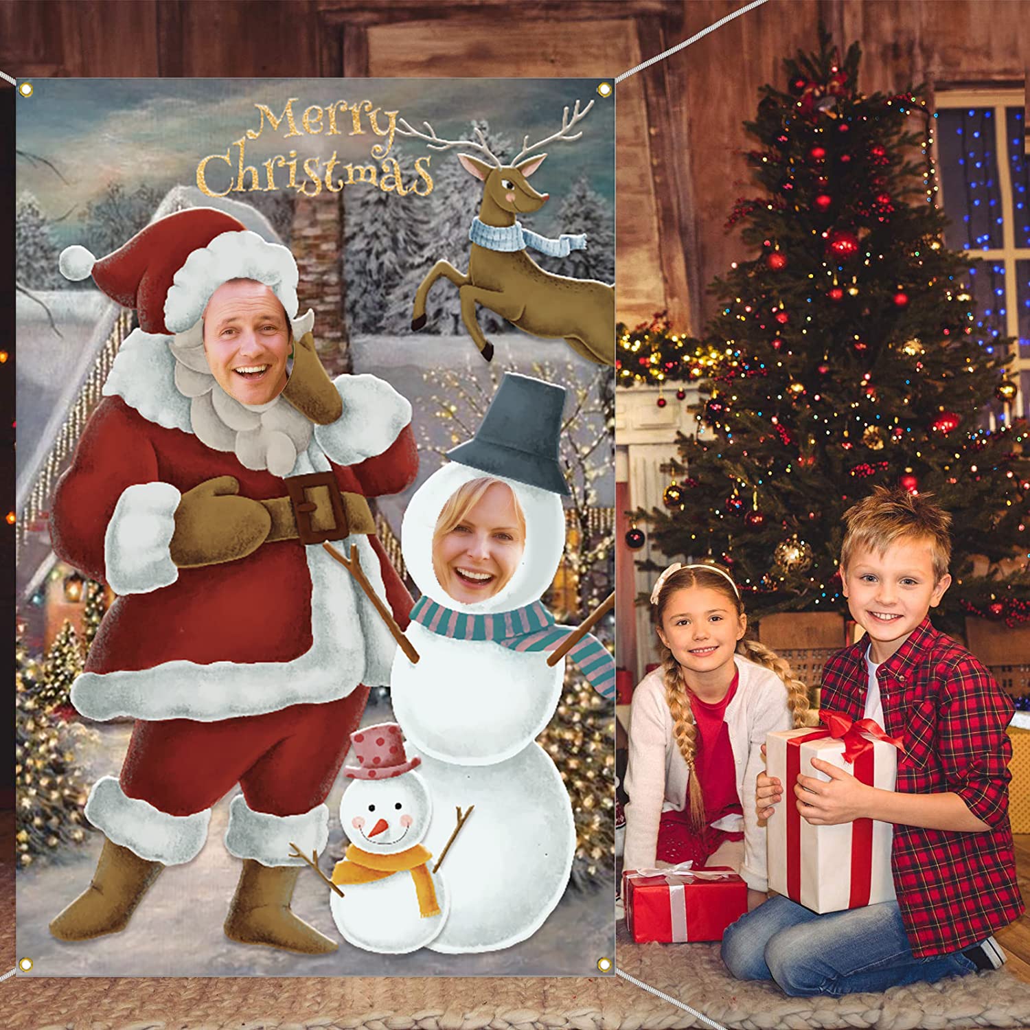 Snowman Santa Backdrop