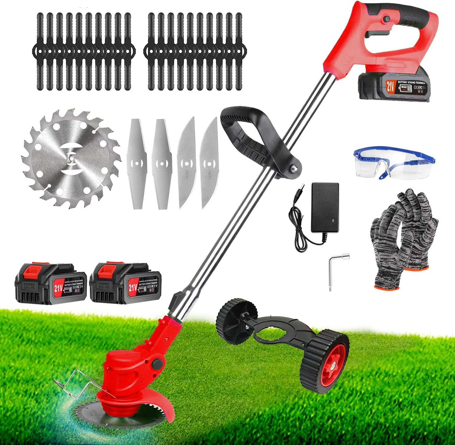 Amazon.com : Tucssarg Cordless Weed Wacker Battery Powered Electric 21V ...
