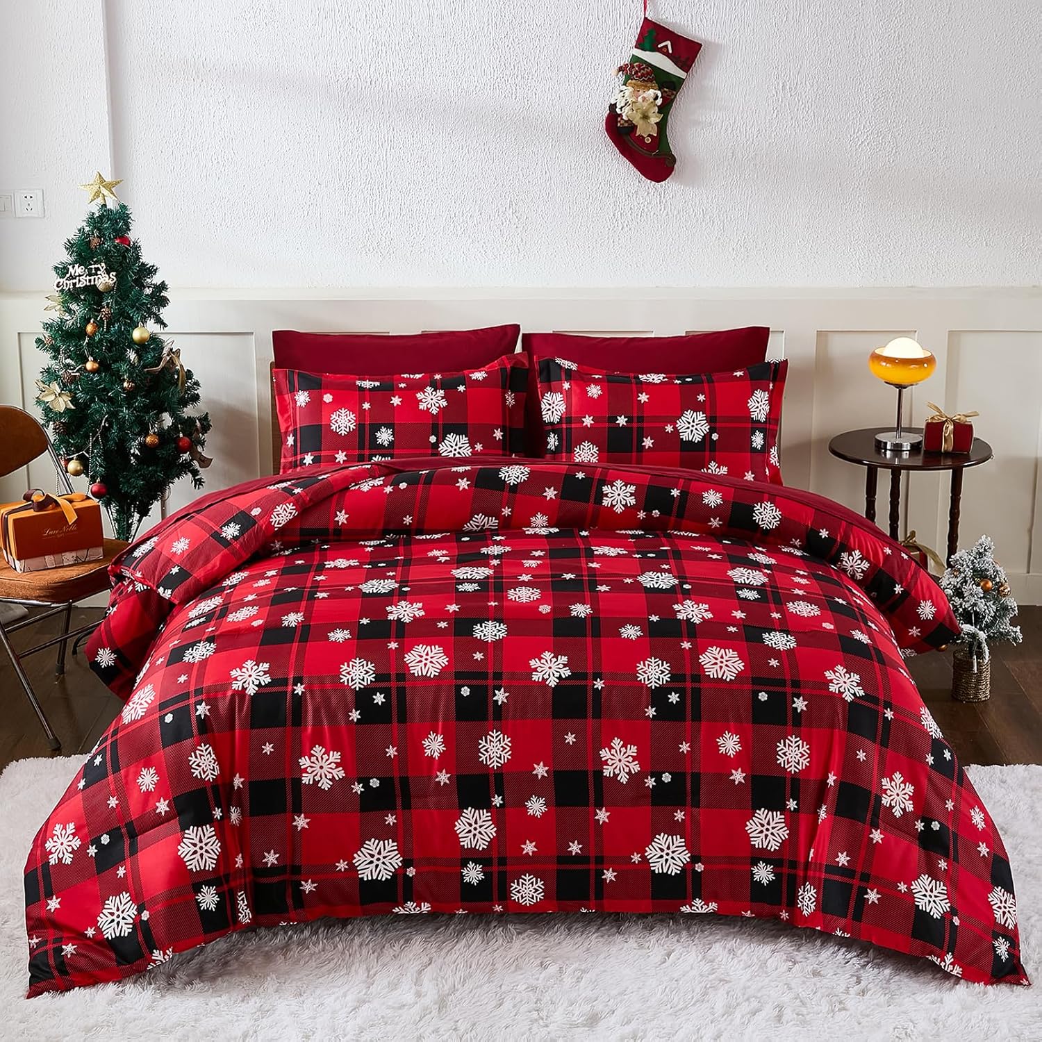 Amazon.com: Christmas Bedding Set,Christmas Comforter Set King Size 7 ...