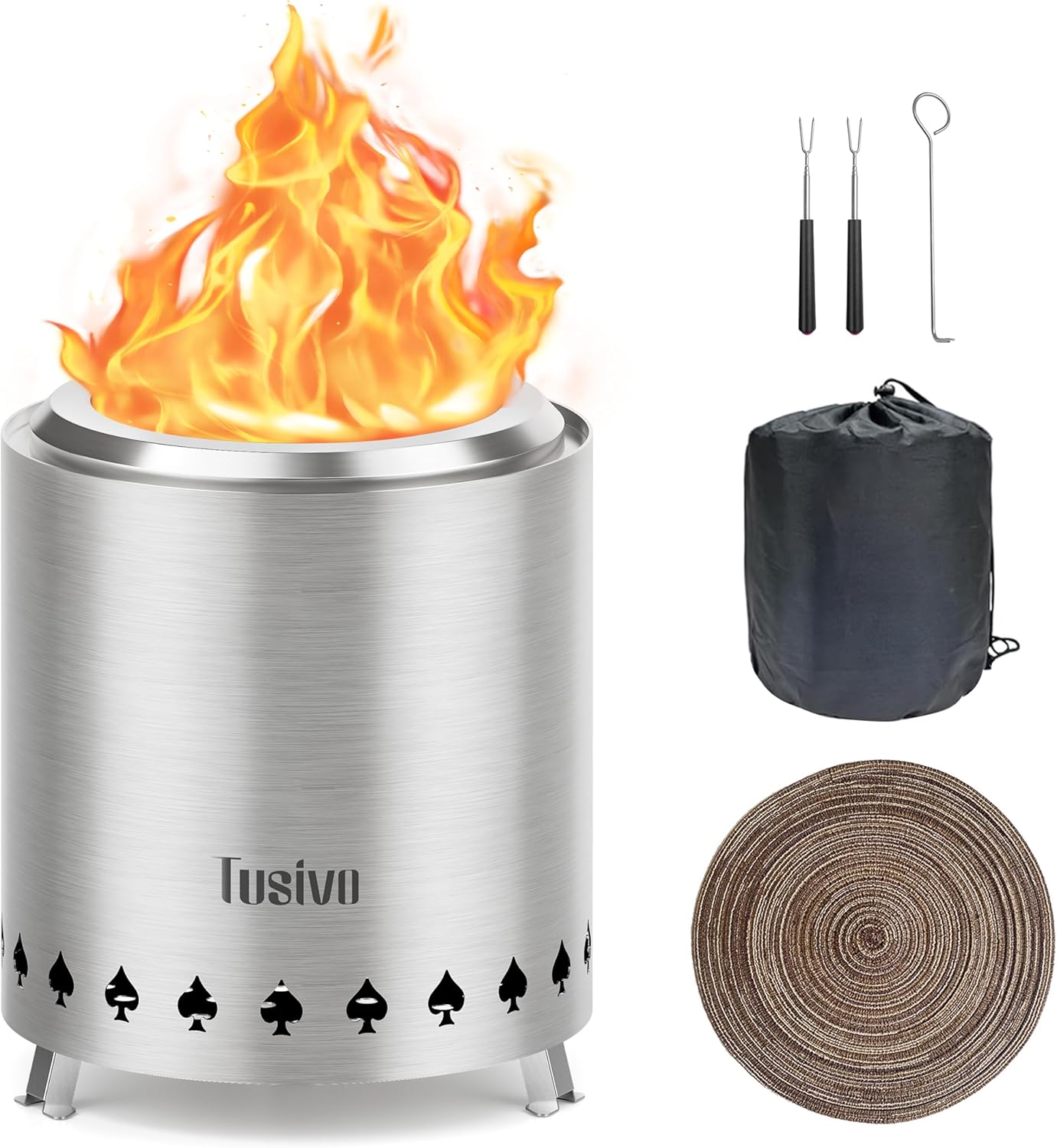 Amazon.com : Tusivo Table Top Firepit, 8.7 Inch Stainless Steel ...