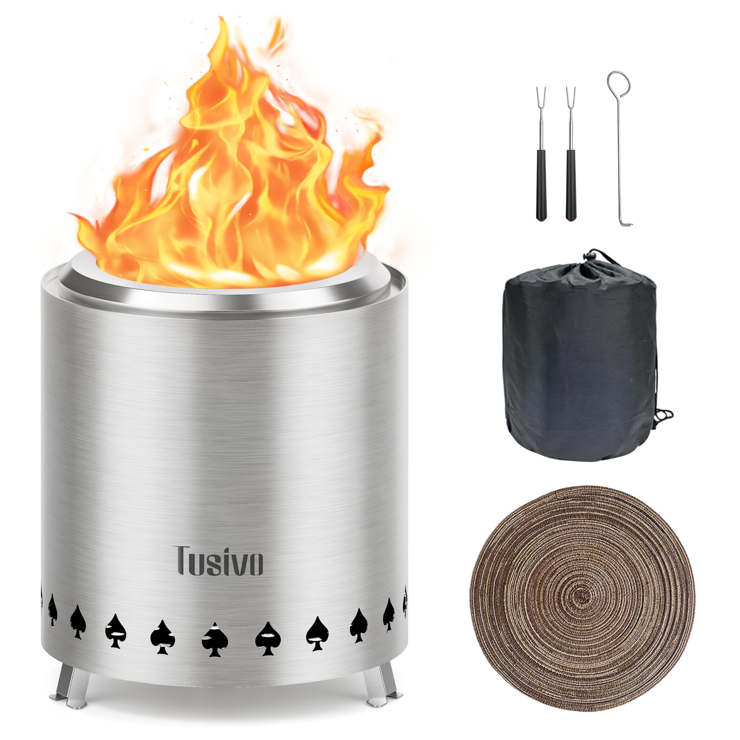 Amazon.com : Tusivo Tabletop Fire Pit, 10.3" x 8.7" Mini Fire Pit, Low ...