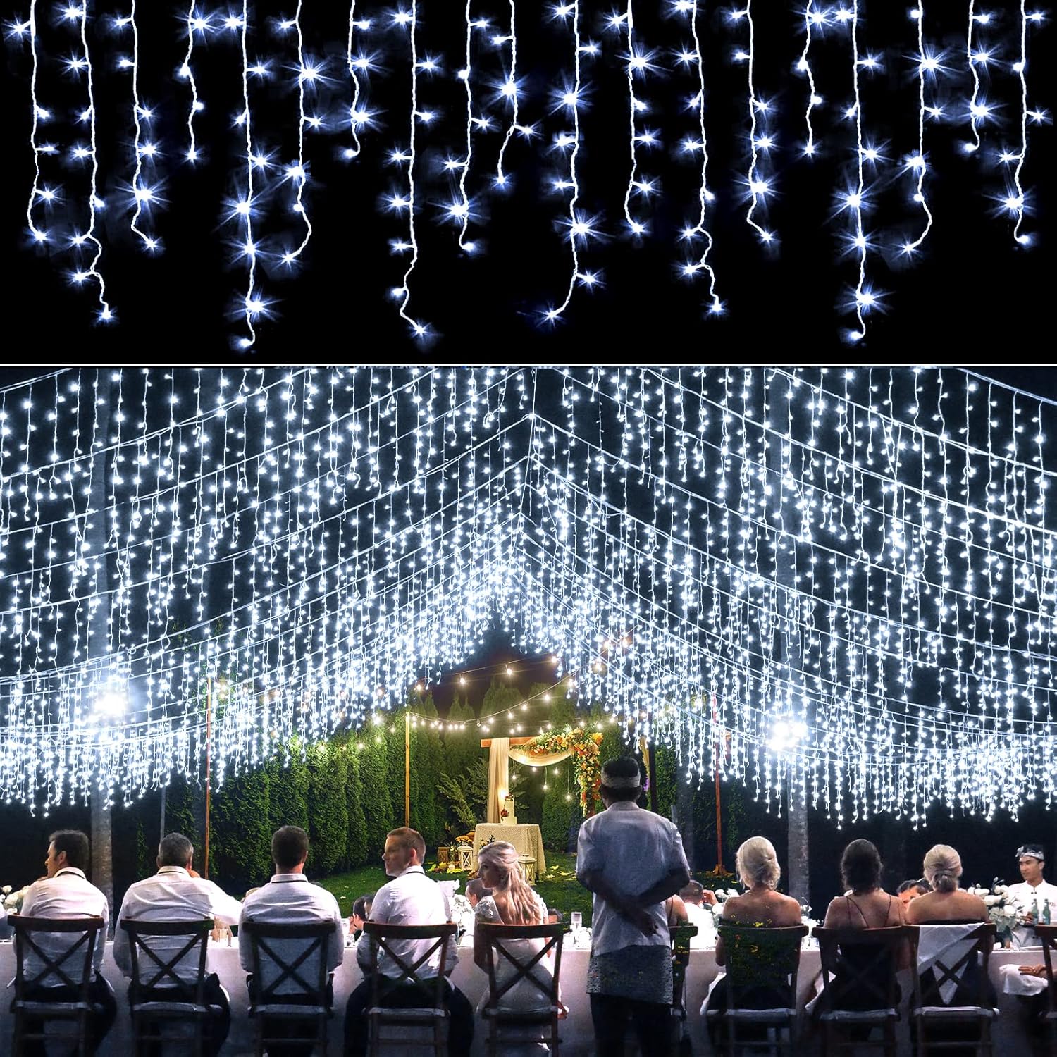 Icicle lights Outdoor - 33ft Christmas Lights with 400LED 75 Drops 8 ...