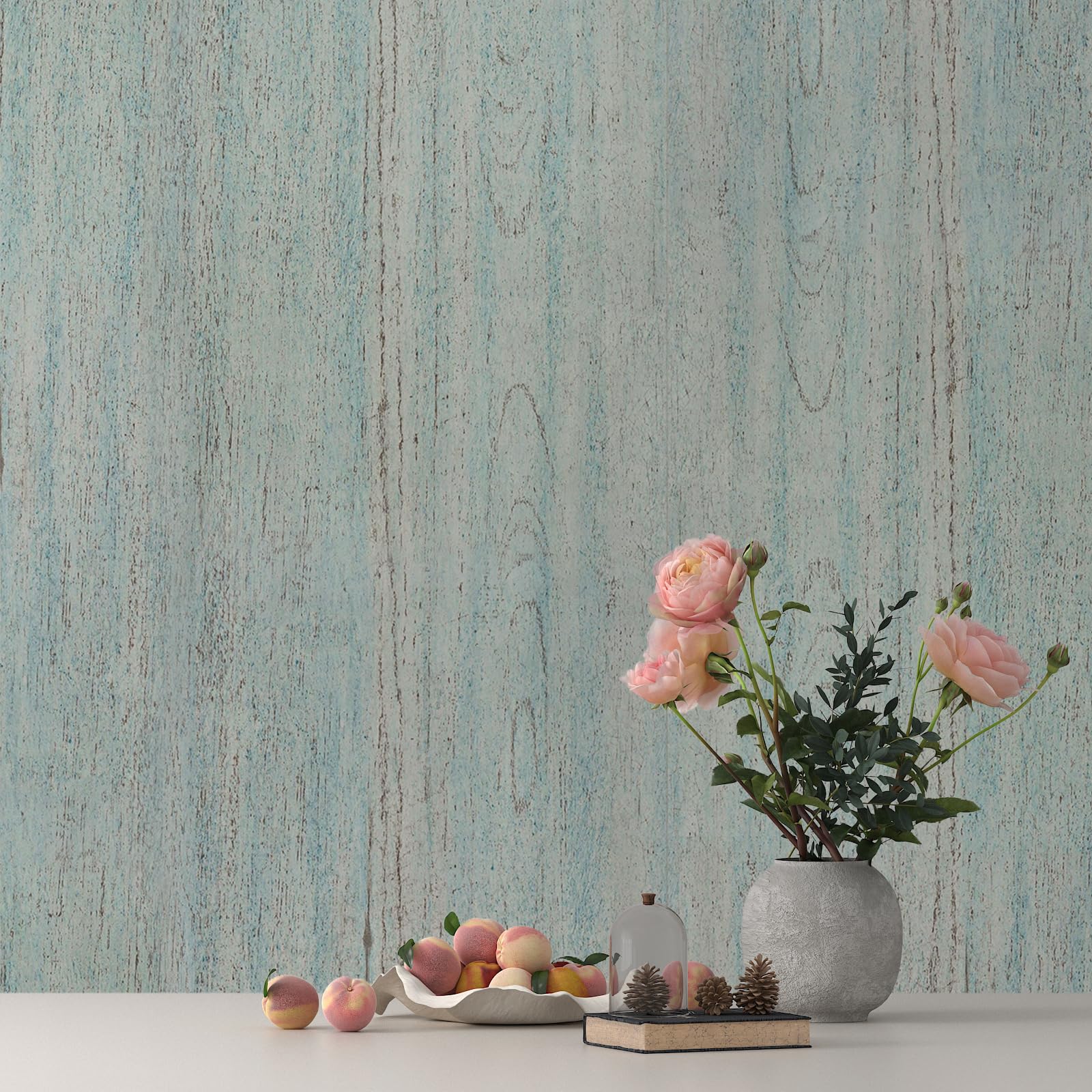 CHIHUT Aqua Green Rustic Wood Contact Paper for Cabinets Peel and Stick ...