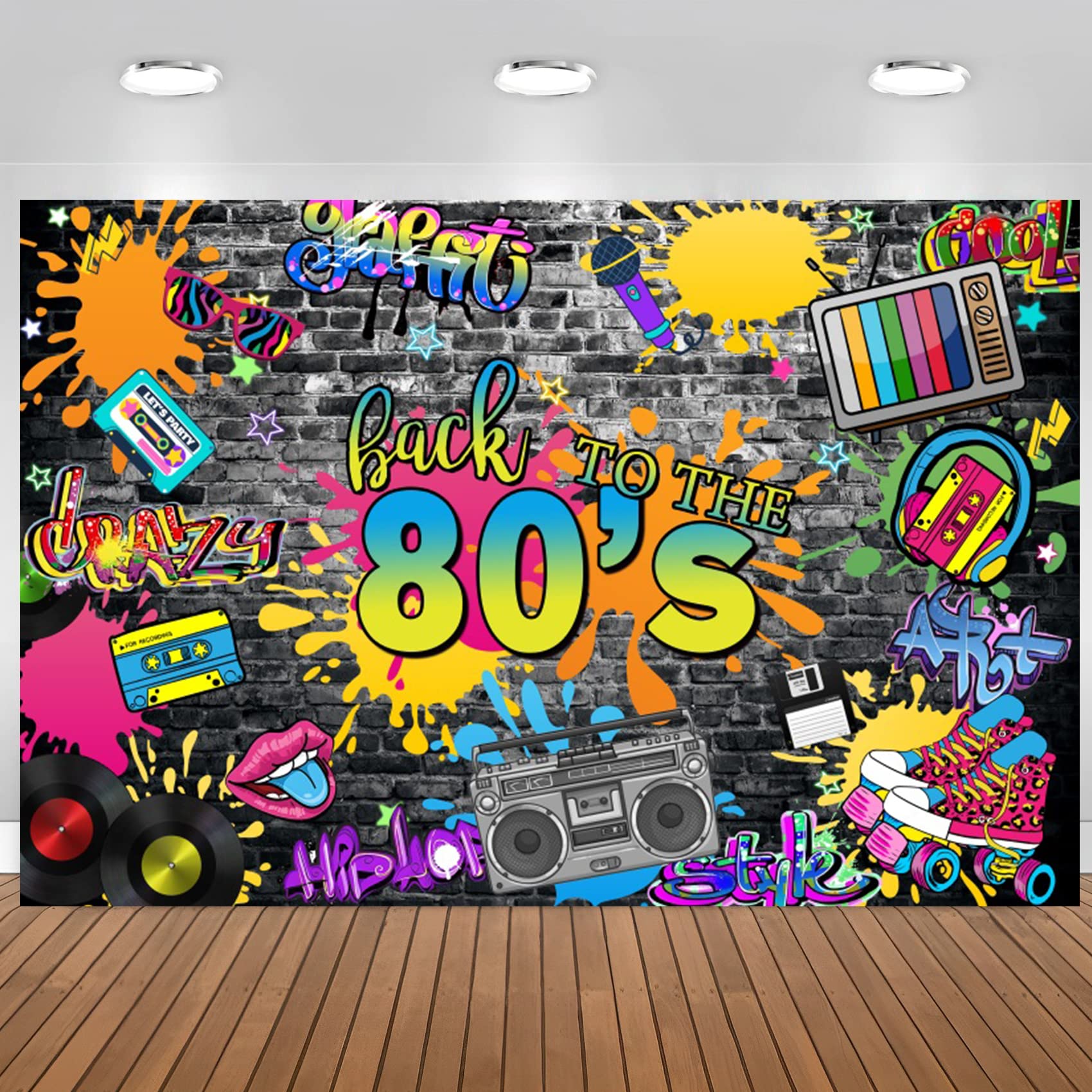 Amazon.com : CSFOTO 7x5ft Back to The 80s Party Backdrop Colorful ...