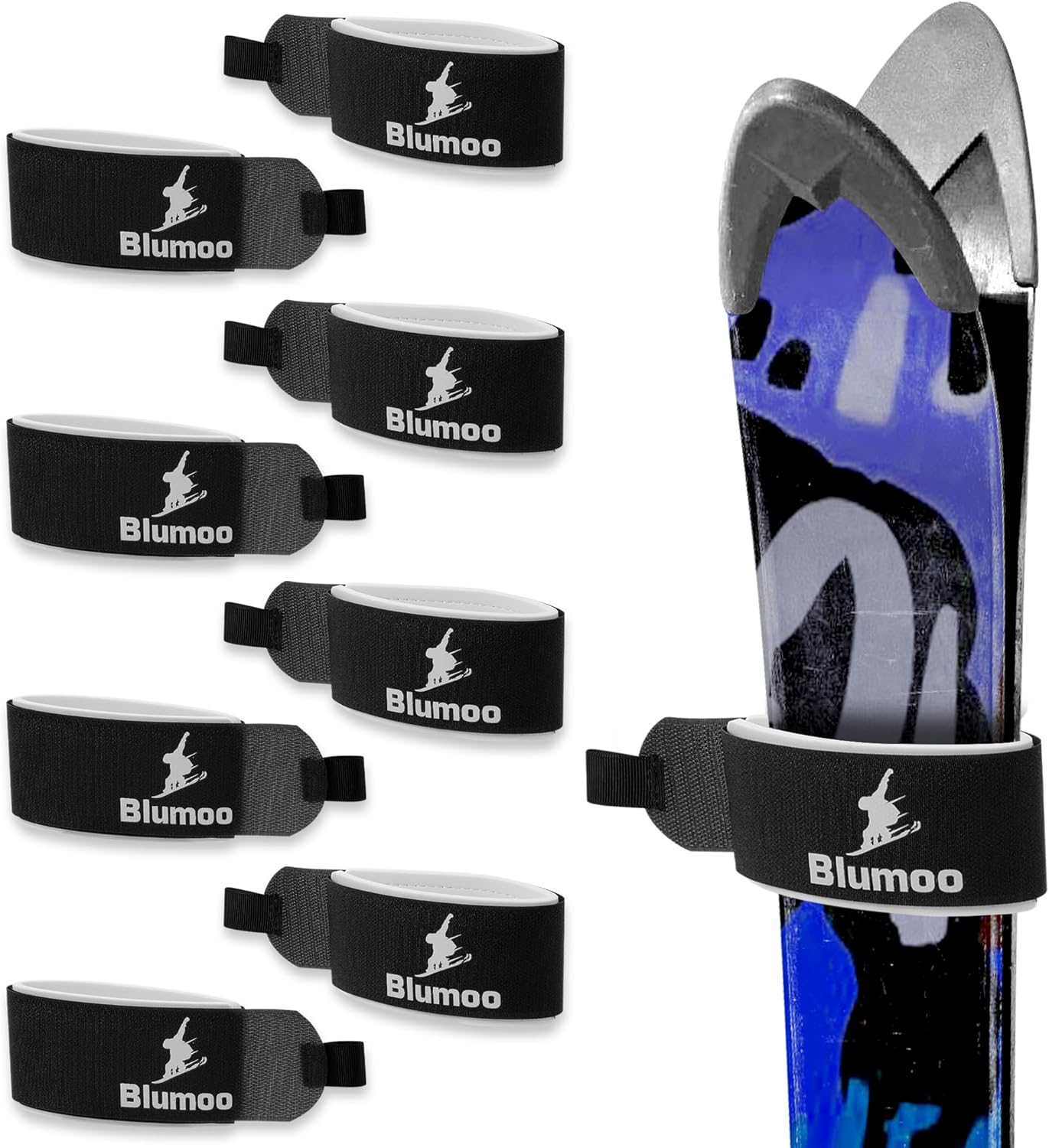 Amazon.com: 8 Pieces Ski Fastener Straps Adjustable Carrier Strap Ski ...