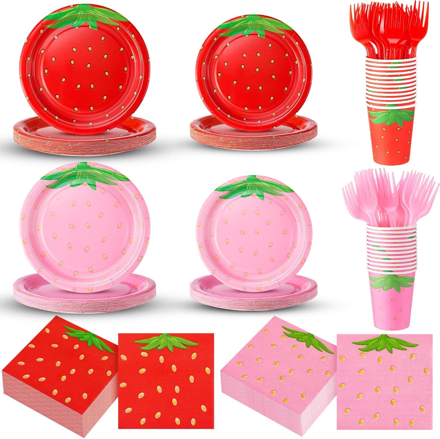 Amazon.com: Humyoun 200 Pieces Strawberry Party Tableware Set ...