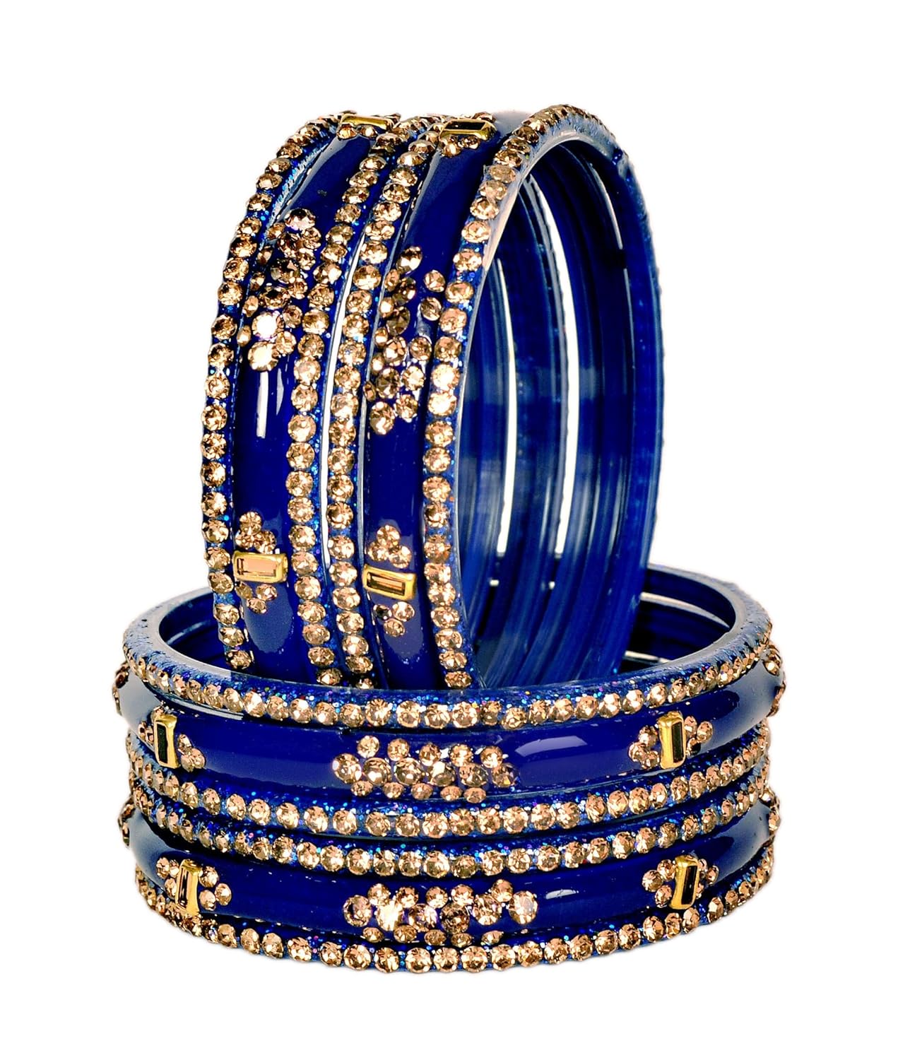 Buy Swara Creations Blue Glass Bangles Set for Women Size 2.4 ...