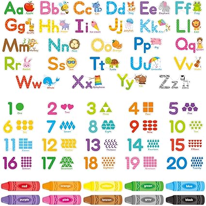 Amazon.com: Animal Alphabet Numbers Shape Color Wall Decals Stickers ...