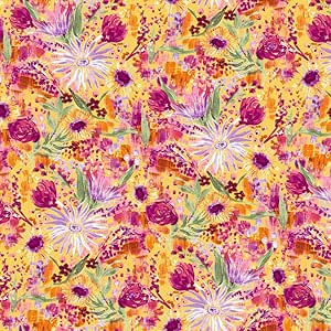 Amazon.com: Texco Inc DTY Stretch Fabric Floral Painterly Pattern ...