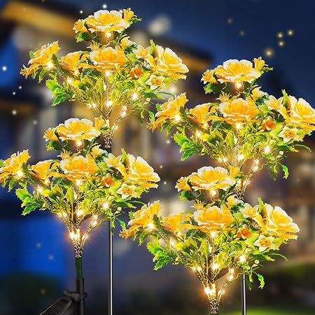 CmskokmCmskokm Garden Decor Solar Flower Lights Outdoor Decor Solar ...