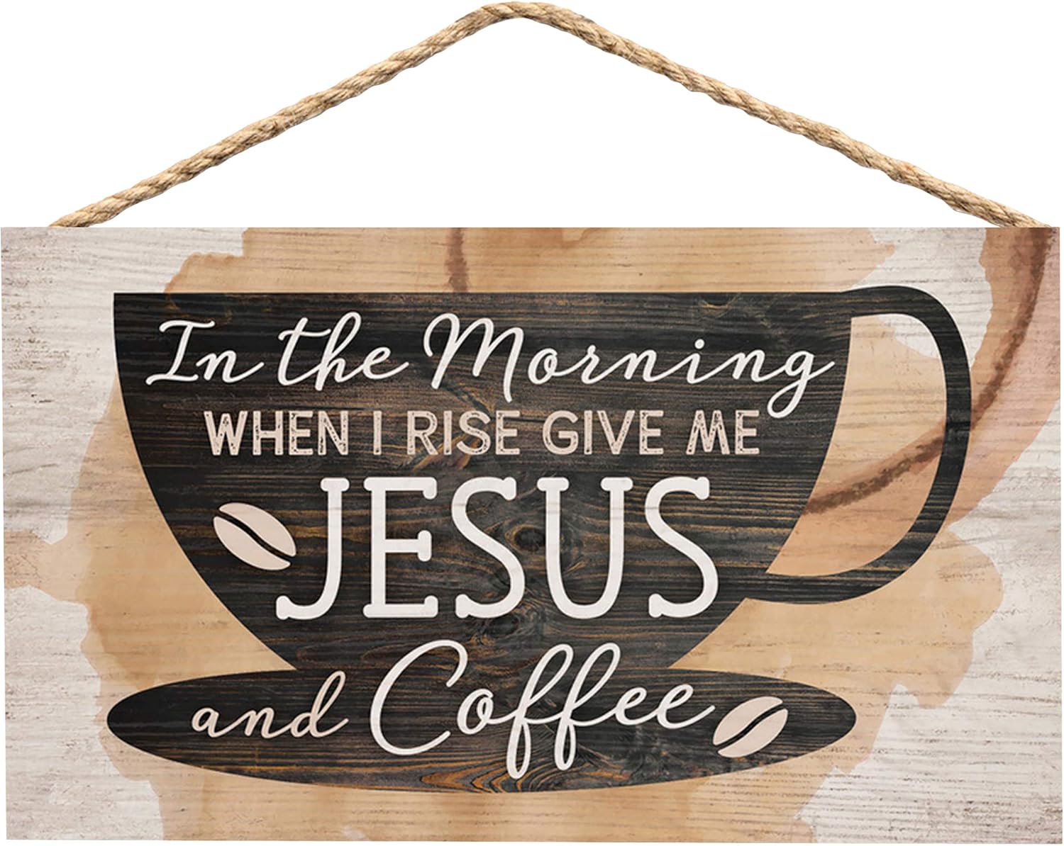 Amazon.com: Morning Give Me Jesus & Coffee Natural 6 x 3.5 Wood Mini ...
