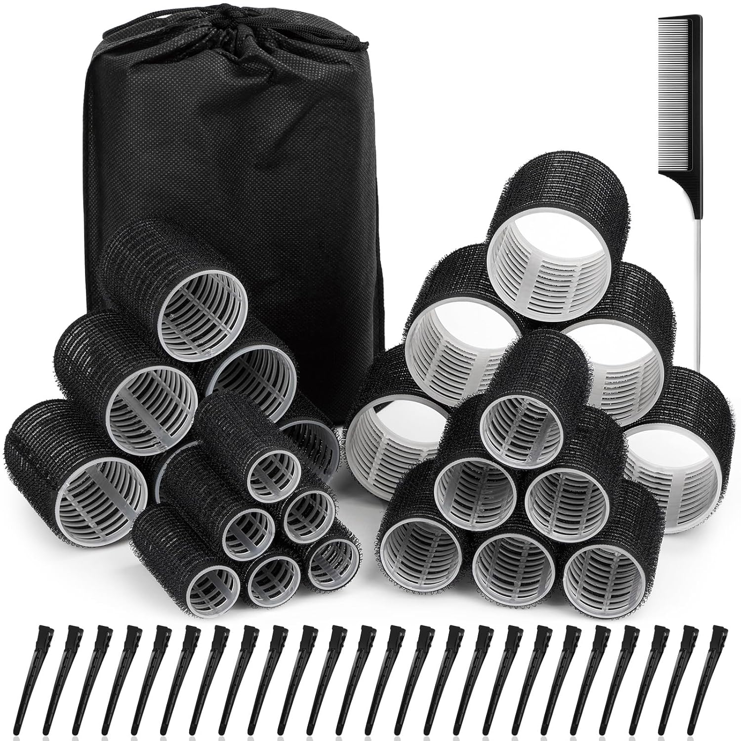Amazon.com : 50 Pcs Rollers Hair Curlers Set with 24Pcs Self Grip Hair ...