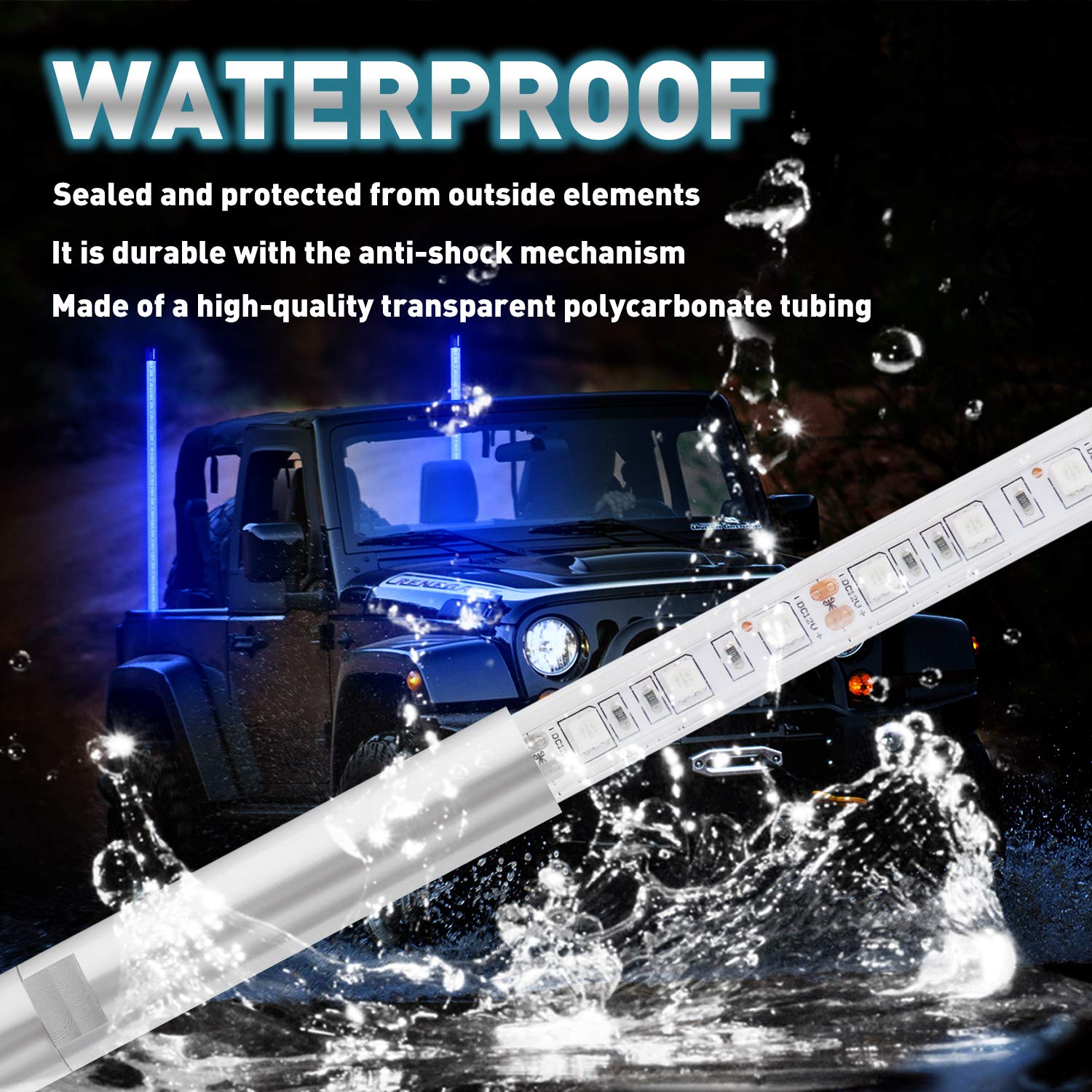 Snapklik.com : 3ft LED Light Whip, AAIWA LED Whip Lights For ATV UTV ...