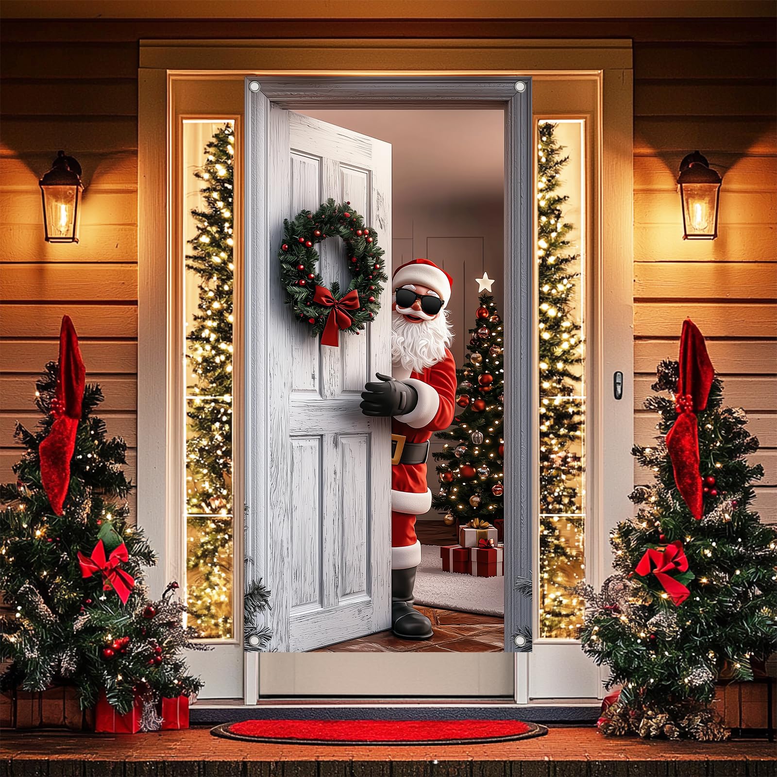 Amazon.com: Joy Santa Claus Christmas Door Cover for Front Door ...