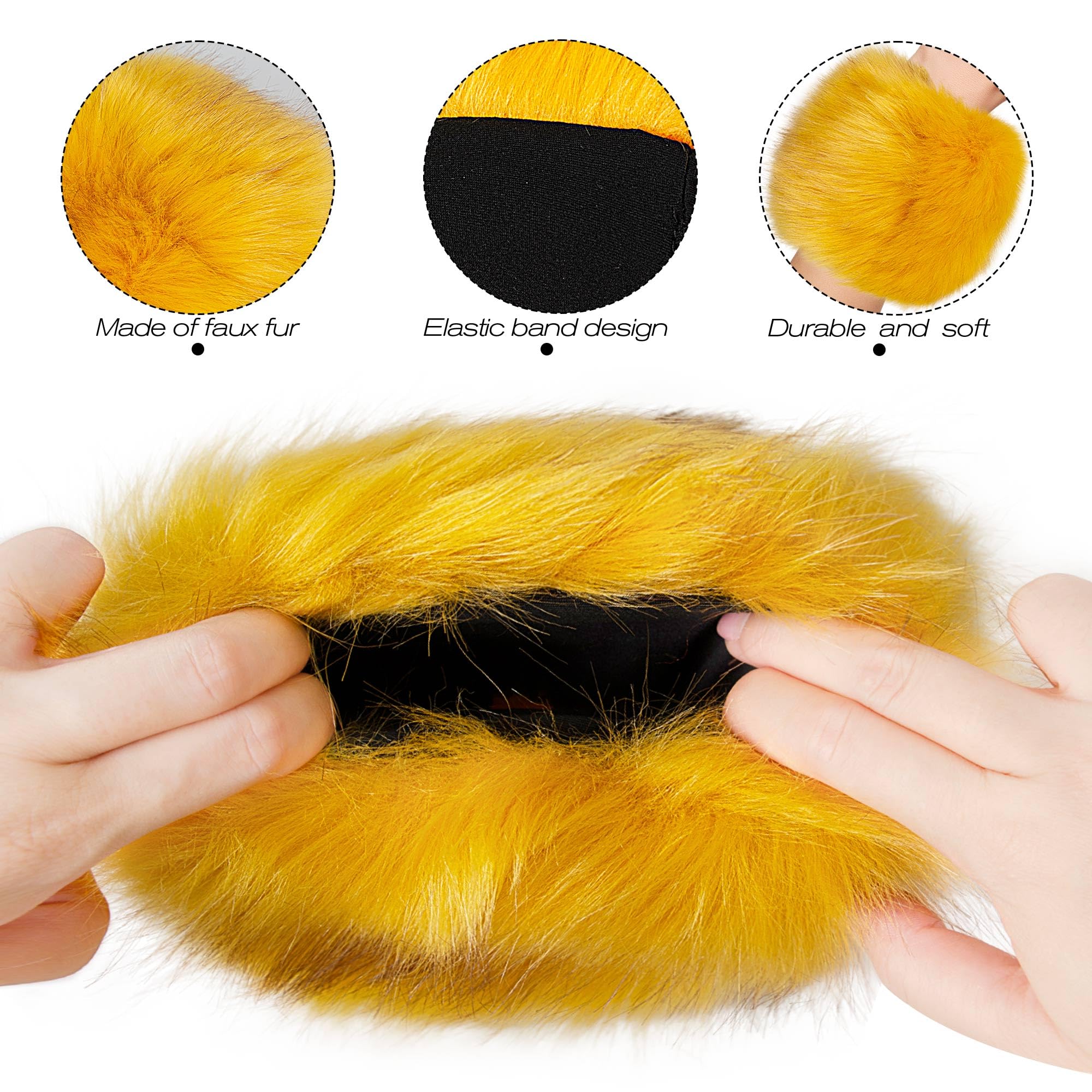 Snapklik.com : Dikoaina Faux Fur Wrist Cuffs- Winter Furry Bands Fox ...