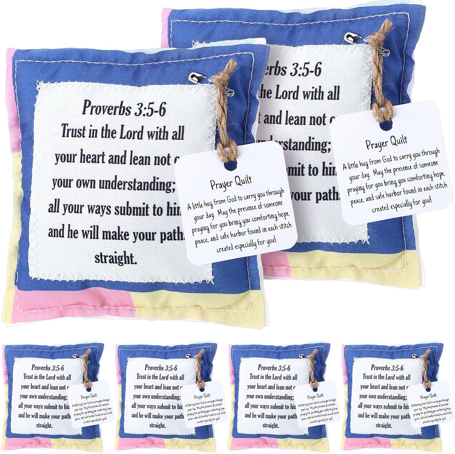 Amazon.com: Fanfanwin 6 Pcs Mini Prayer Quilt with Cross Inside ...