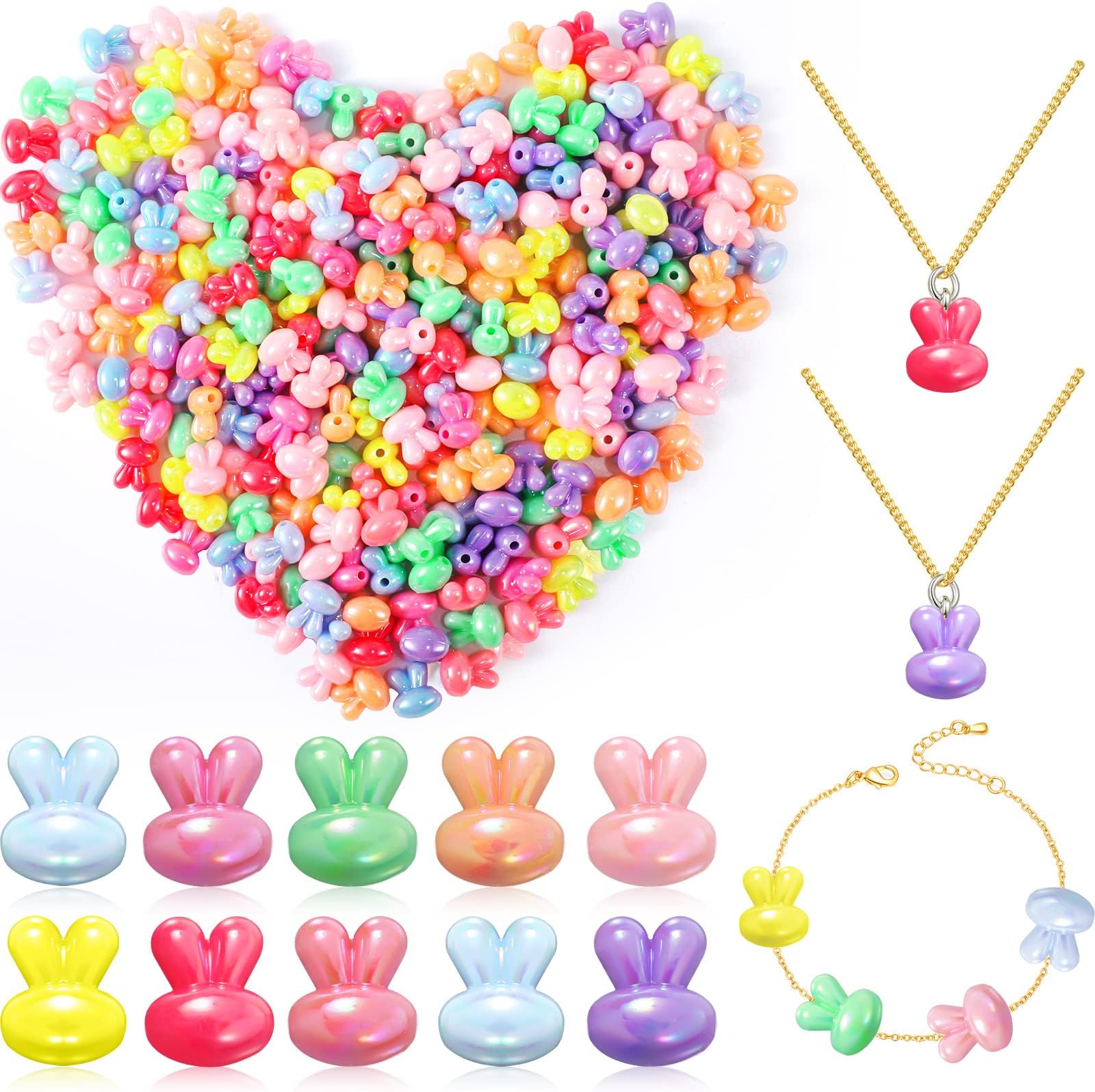 Amazon.com: 60 Pcs Easter Beads Bunny Beads Easter Wood Beads Easter ...