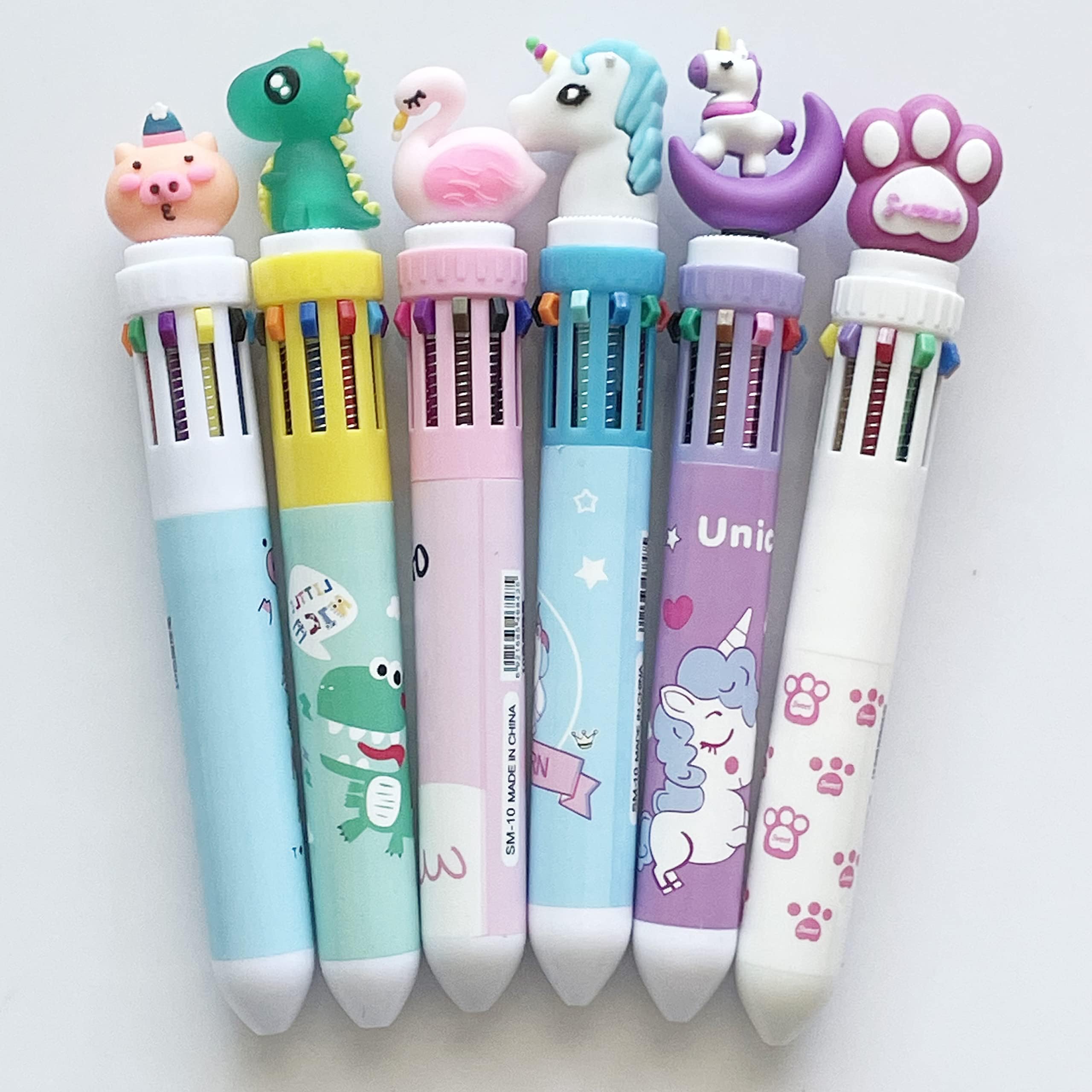 sencoo 6 pack 10-in-1 Multicolor Ballpoint Pen 10 Colors Cute Cartoon ...