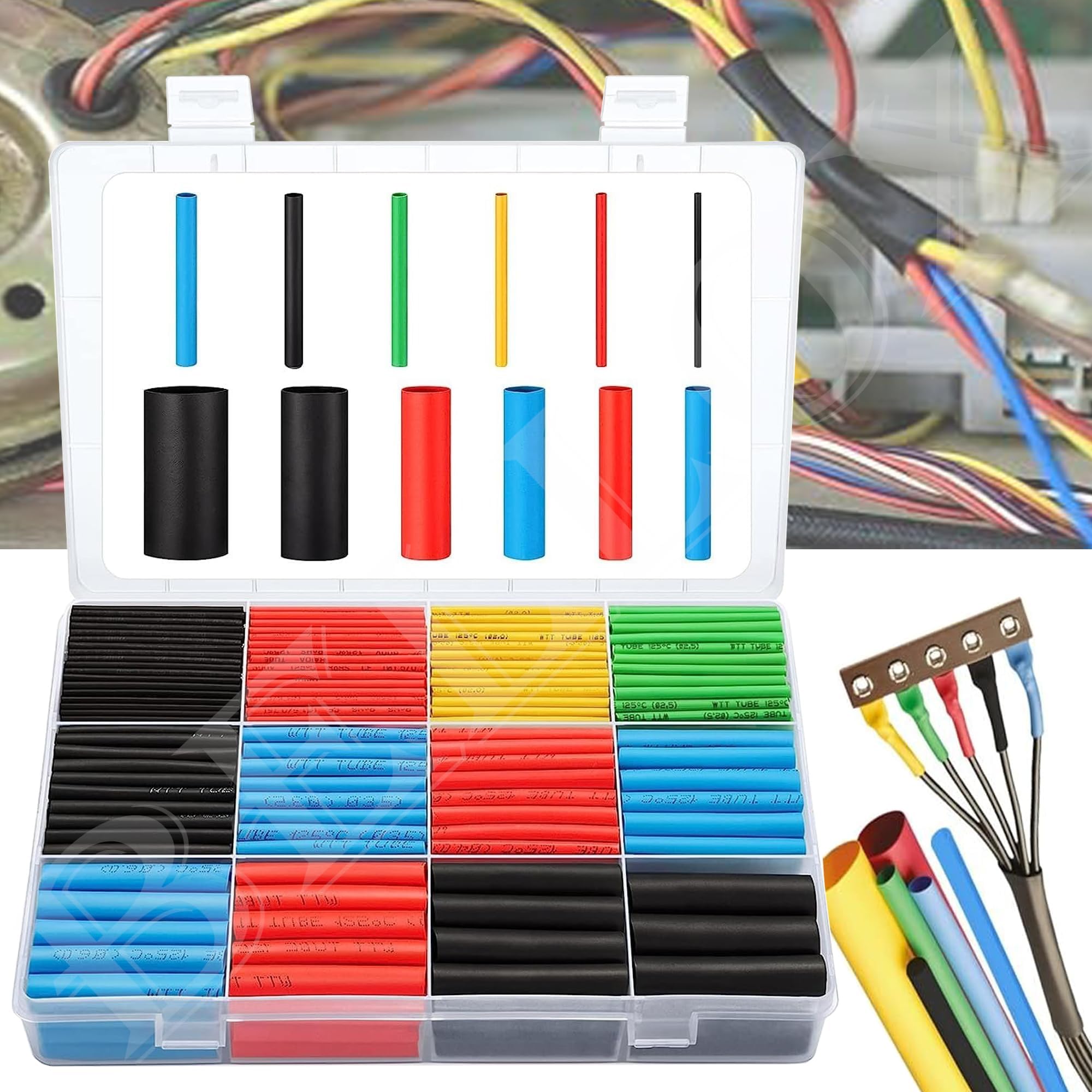 DIVUE Electrical Wire Cable Sleeving Wrap- 560Pieces Heat Shrink Tubing ...