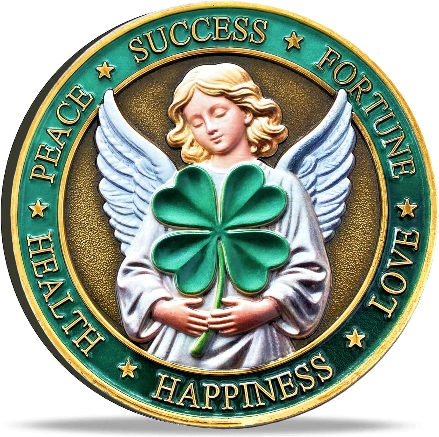Amazon.com: Good Luck Coin with Elephant, 4-Leaf Clover & 777 - Symbol ...