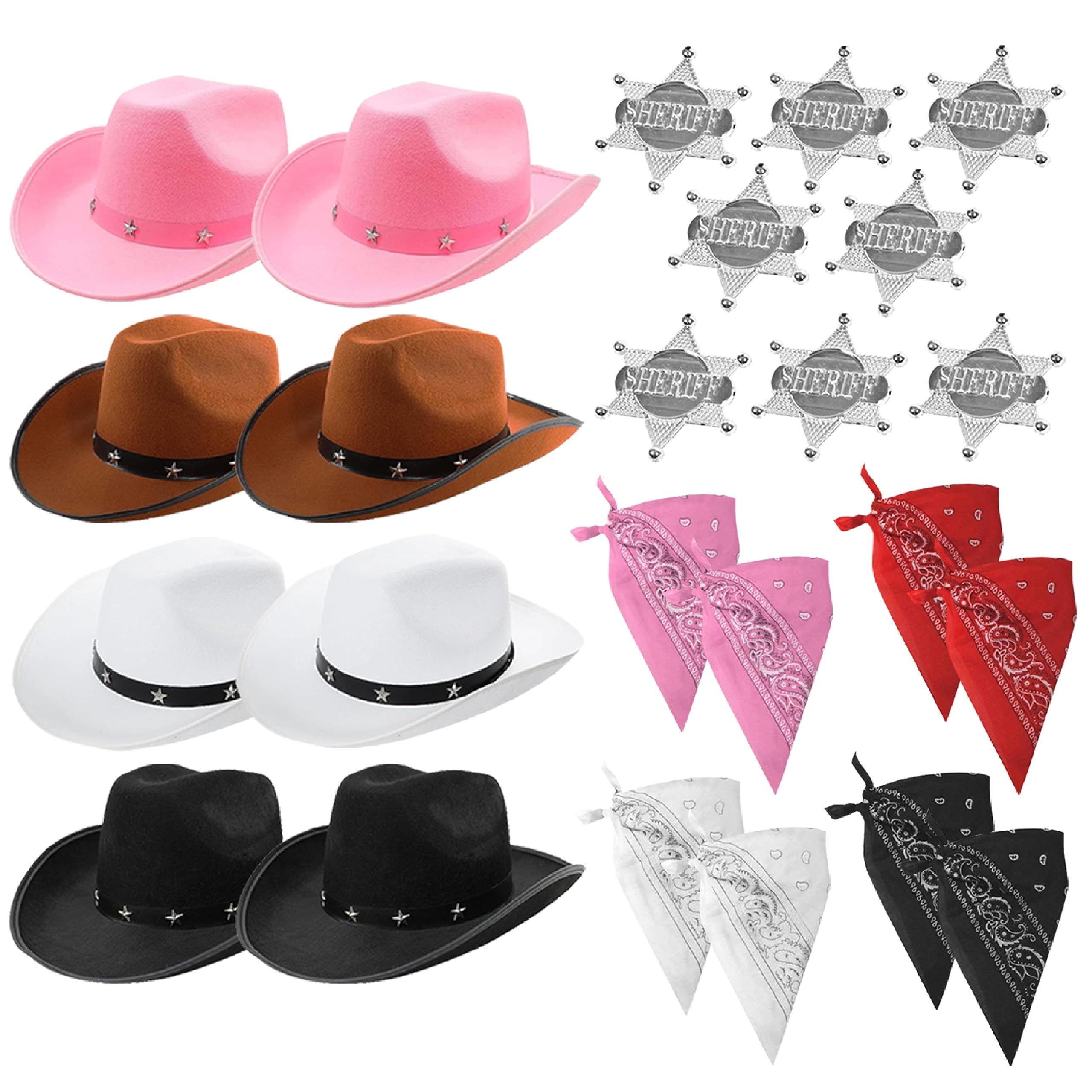 I LOVE FANCY DRESS Adults Cowboy Party Pack - 24pc Set - 8x Assorted ...