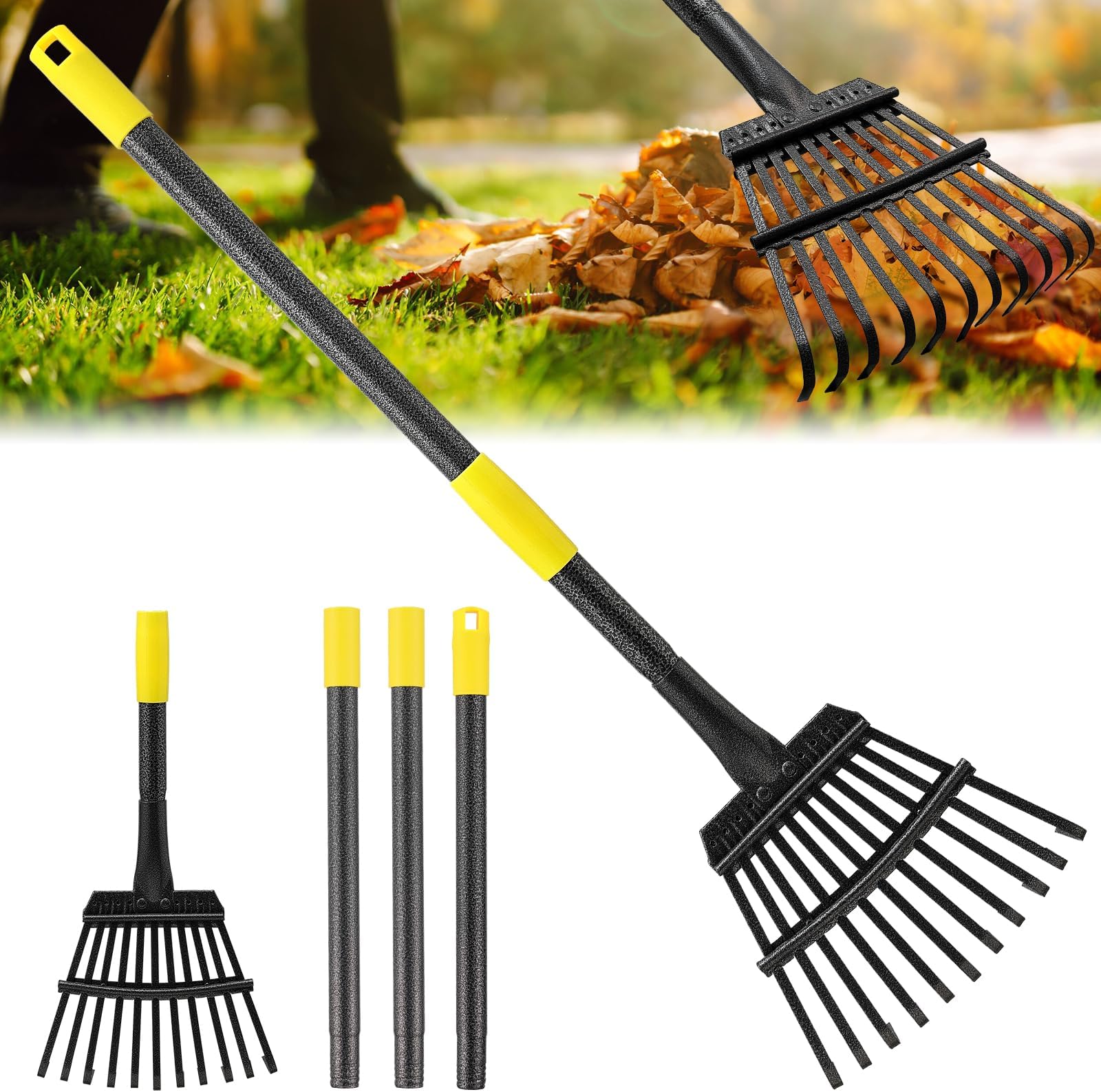 Amazon.com : Garden Rake for Leaves, 65 inch Long Rake, 11 Tines Small ...