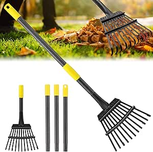 Amazon.com : Garden Rake for Leaves, 65 inch Long Rake, 11 Tines Small ...