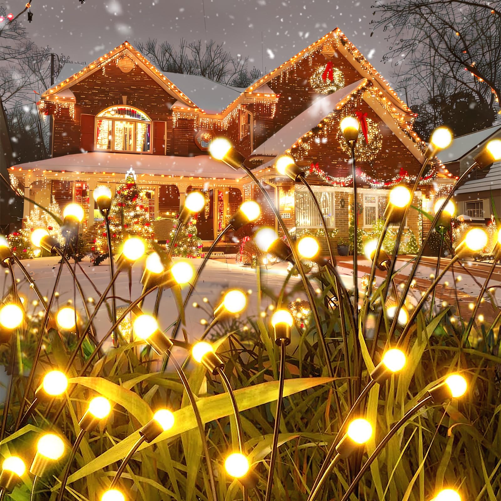 Solar Garden Lights, 4Pack 32LED Outdoor Firefly Lights Solar ...