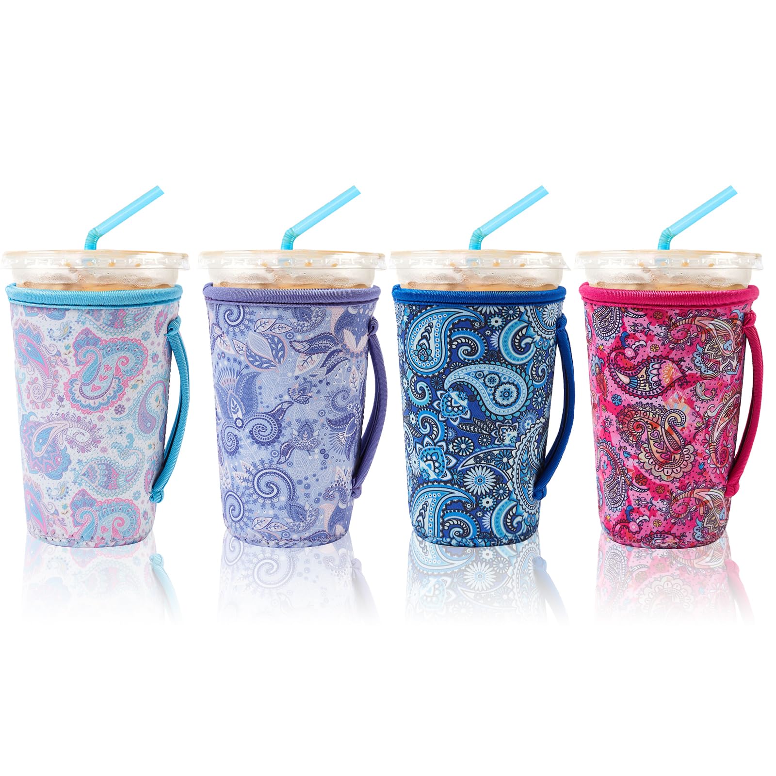 Amazon.com: 4 Pack Iced Coffee Sleeve,reusable Neoprene Cup Sleeves ...