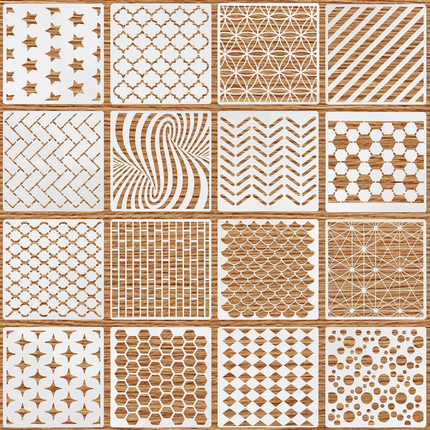 Amazon.com : 16 Pcs Geometric Stencils for Crafts, Reusable Stencils ...