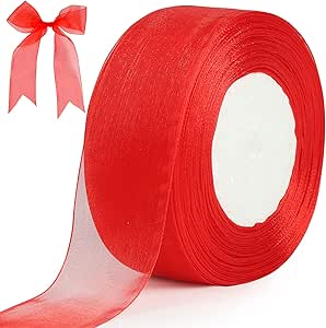 tenn well Red Chiffon Ribbon 40mm, 45 Meters Double Faced Soft Chiffon ...