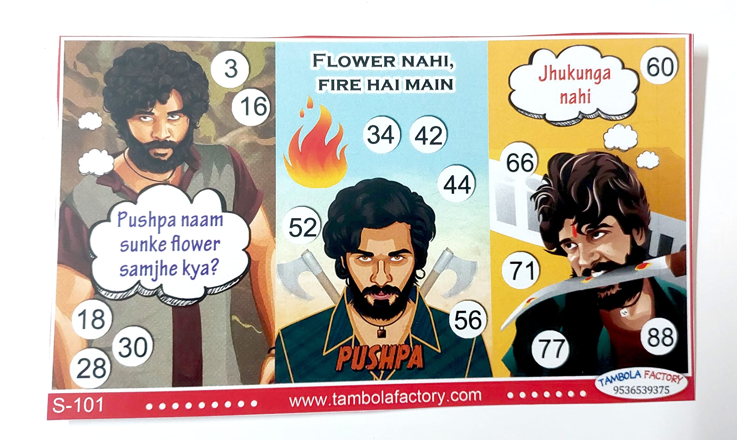 Buy pushpa Movie Theme Party Tambola Housie Ticket Game(Pack of 15 ...
