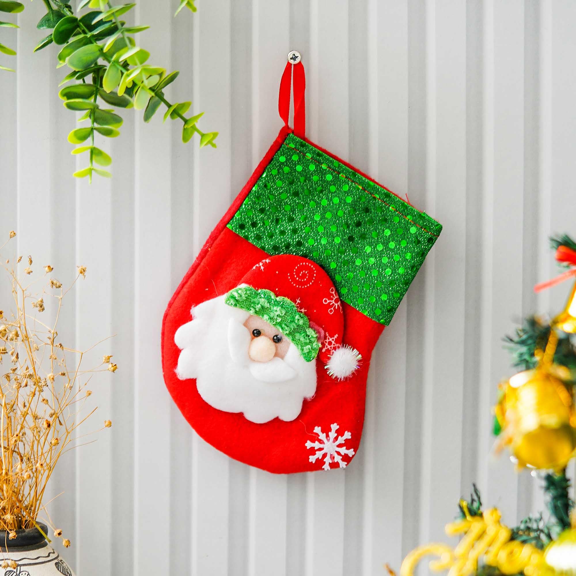 Buy eCraftIndia Merry Christmas Stockings Santa Claus Design Christmas ...