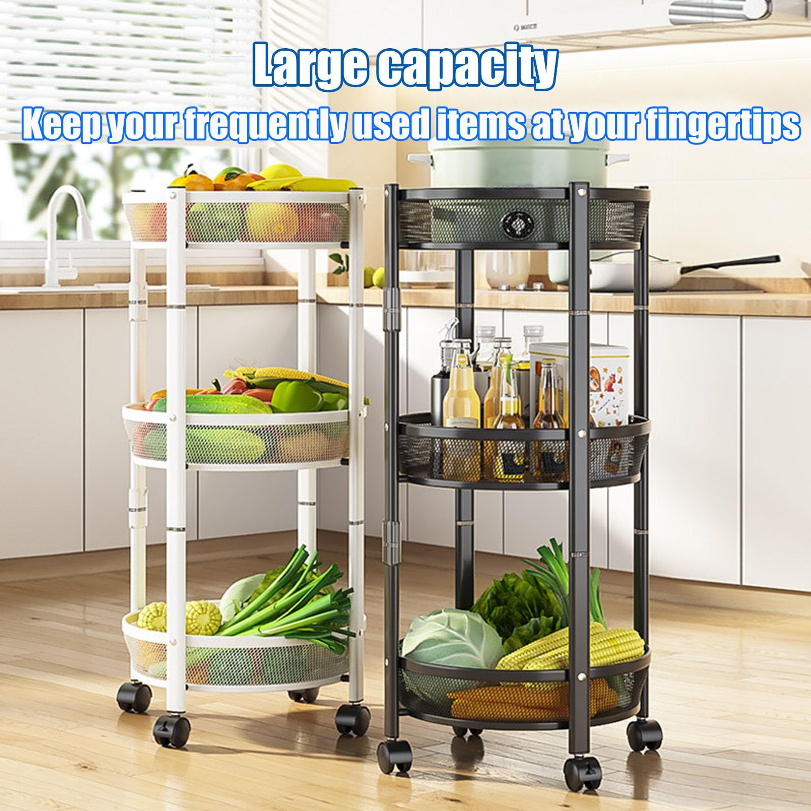 Snapklik.com : YGYQZ No-Assembly Fruit Vegetable Kithen Cart, 3-Tier ...