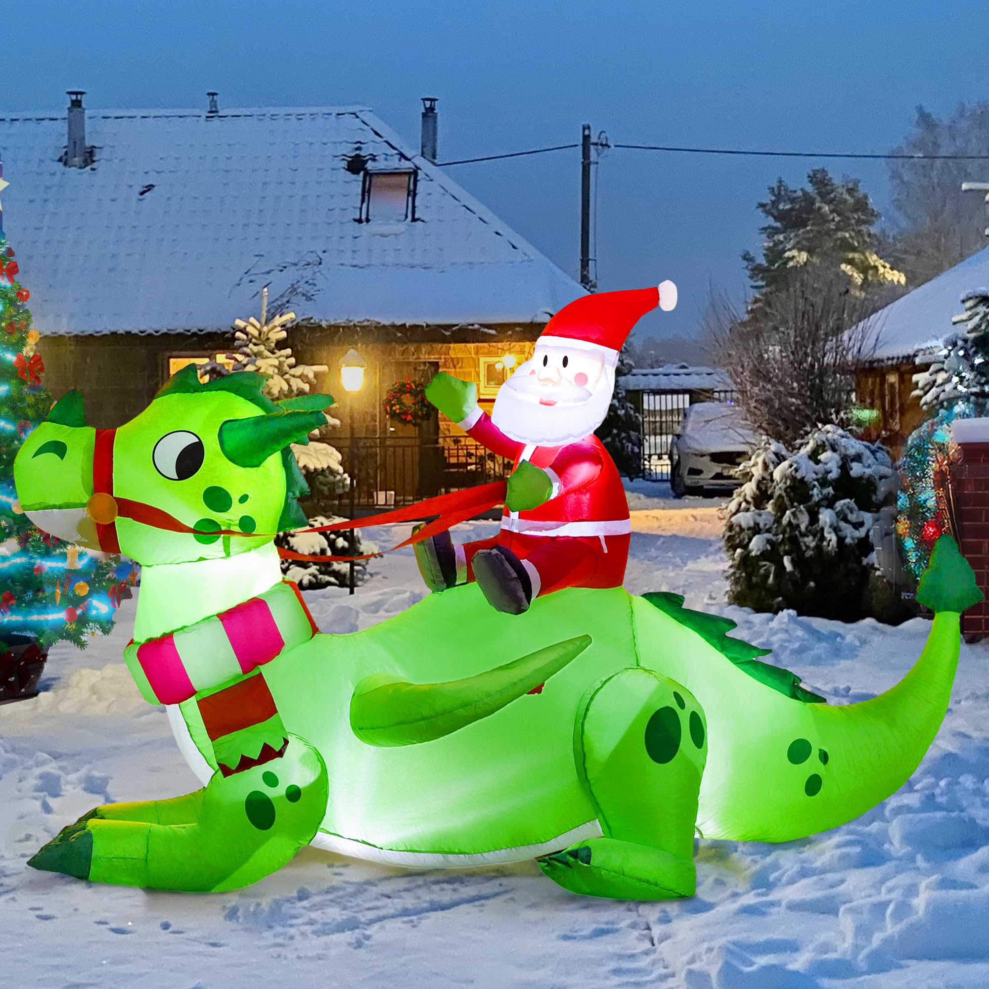 Amazon.com: Joiedomi 6 FT Long Christmas Dragon Inflatable, Long Santa ...