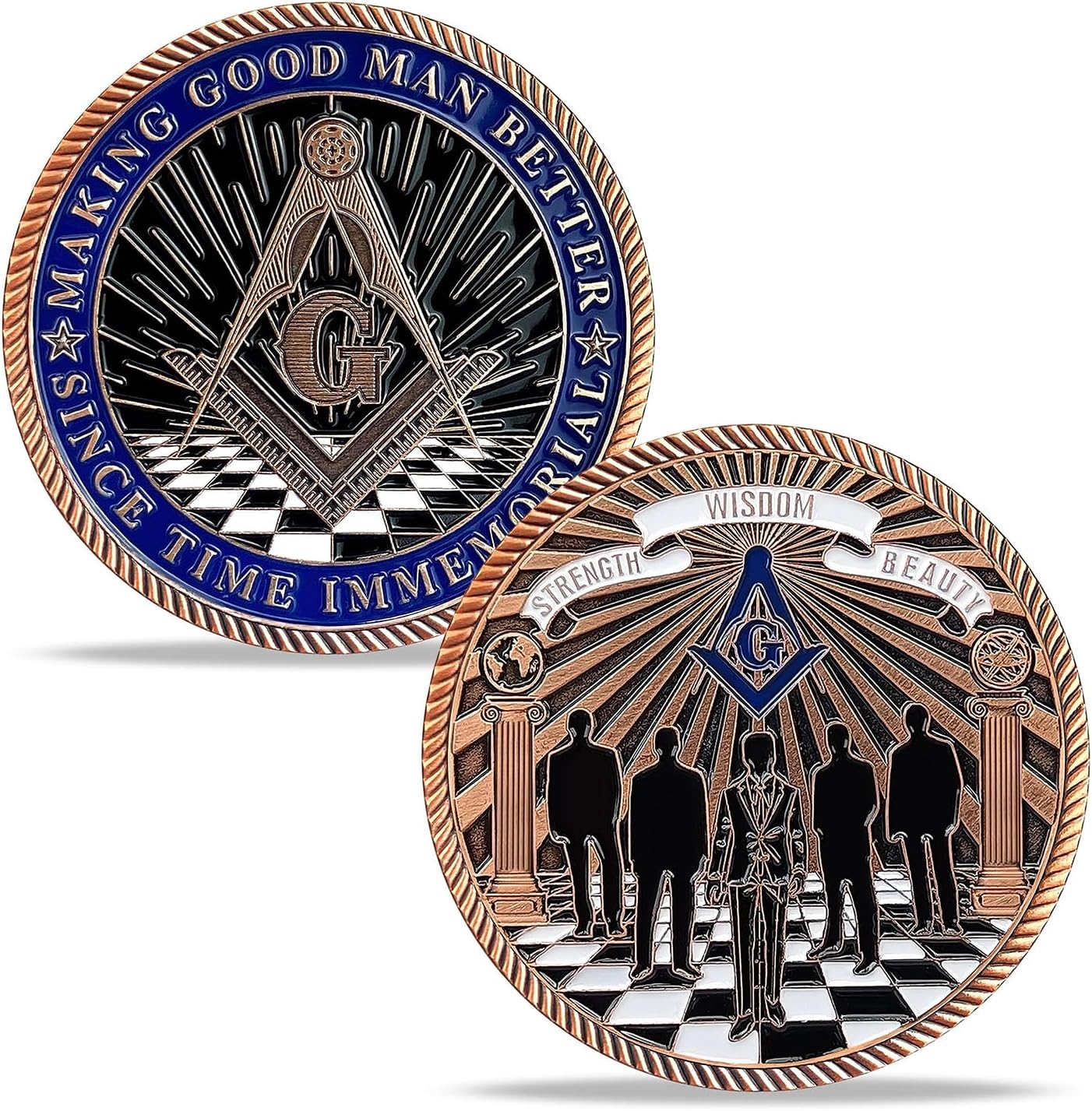 Amazon.com: Masonic Challenge Coin Freemason Commemorative Coin Blue ...