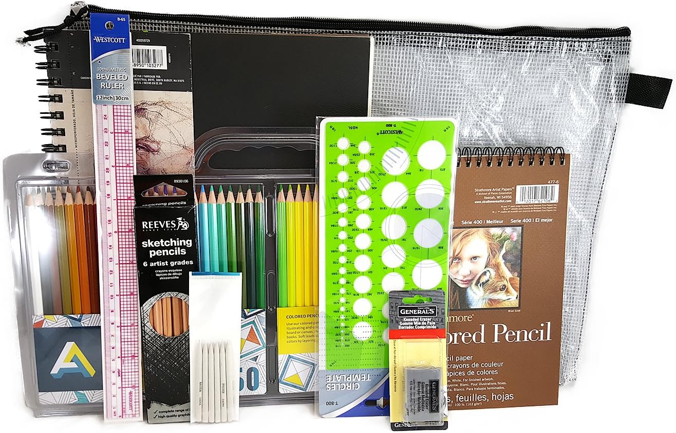 Amazon.com: Young Artist Kit Pencil Supplies Gift Idea Set Sketching ...