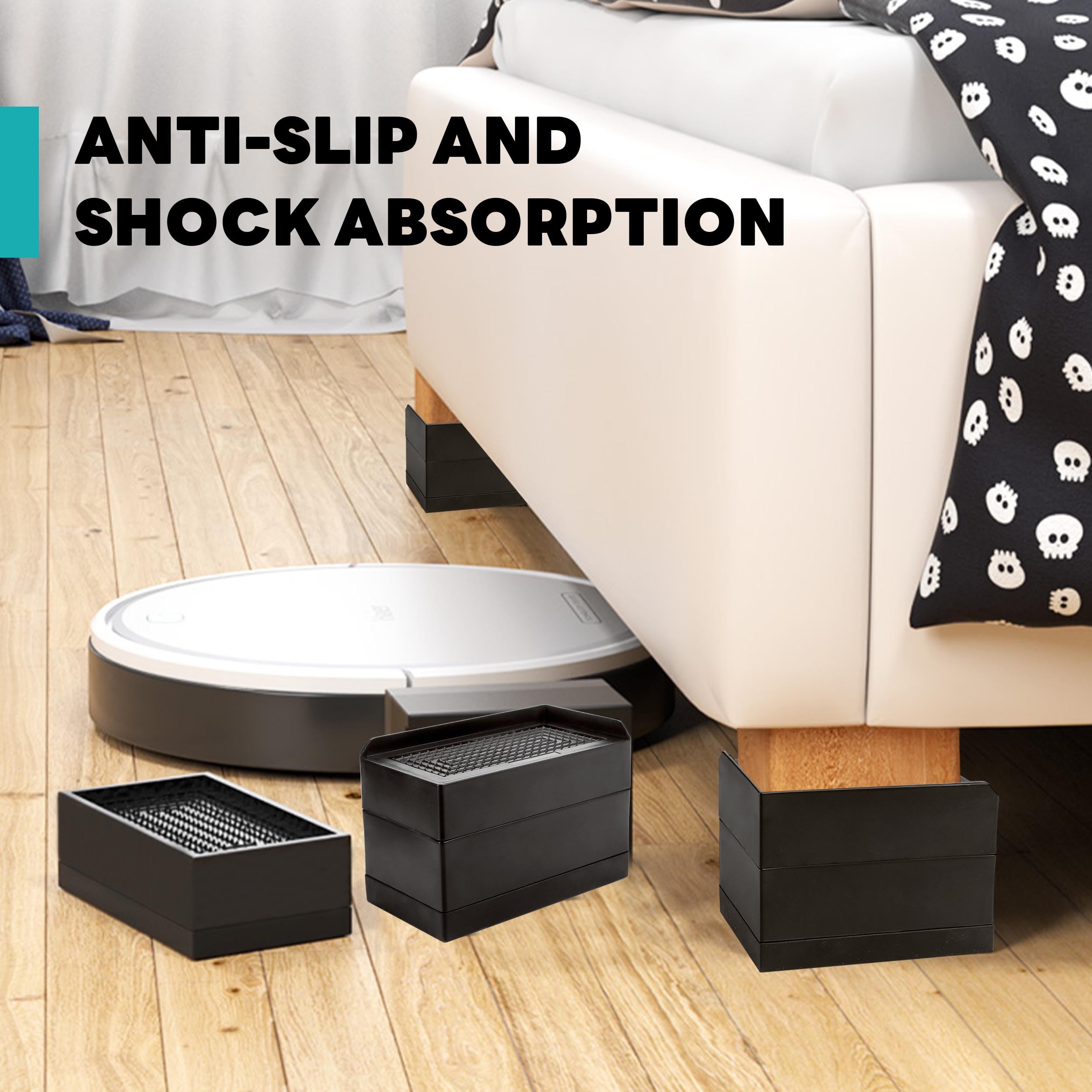 Snapklik.com : BTSD-home Bed Risers Heavy Duty Adjustable Furniture ...