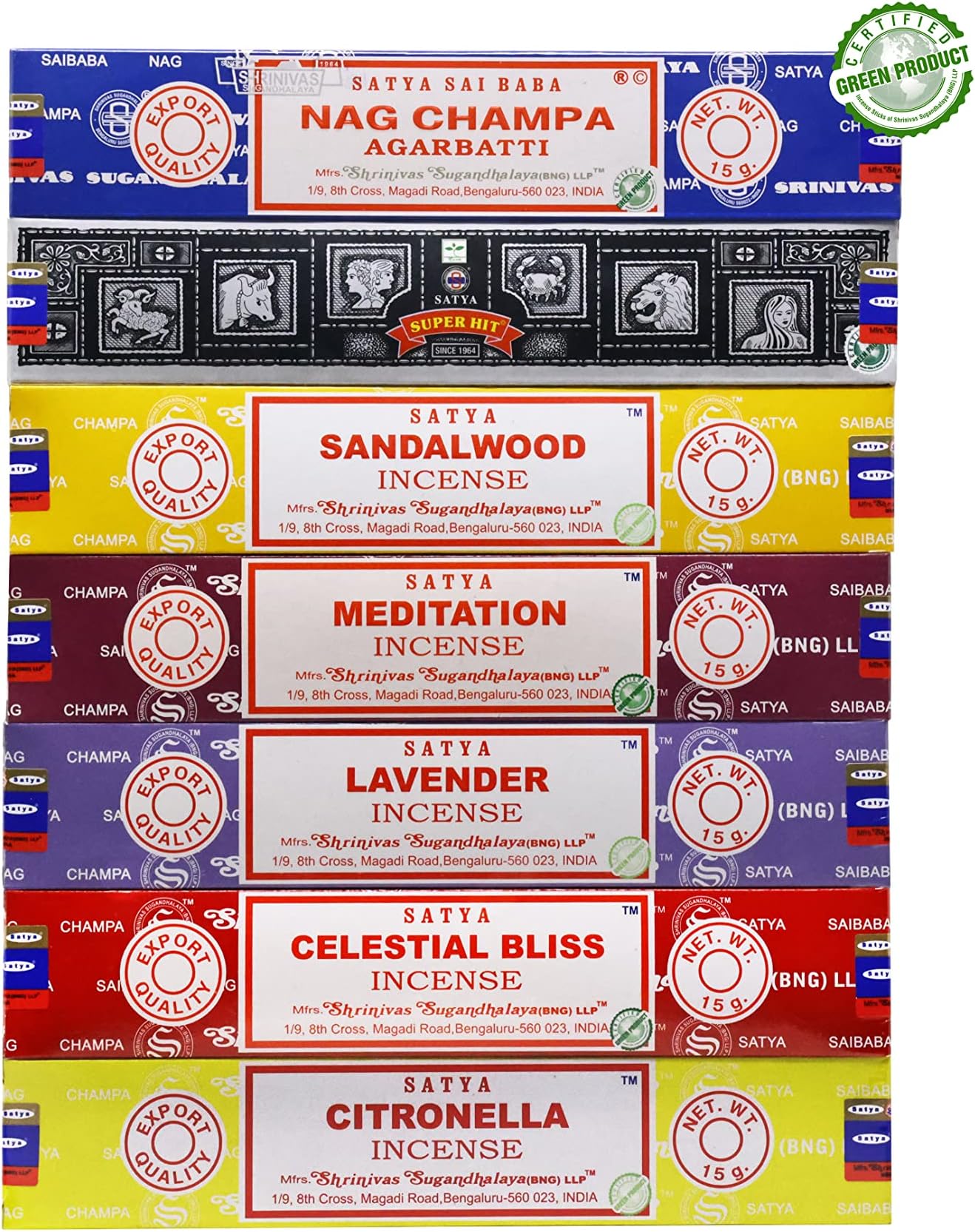 Amazon.com: Satya Bangalore (BNG) Incense Set of 12 Nag Champa Namaste ...