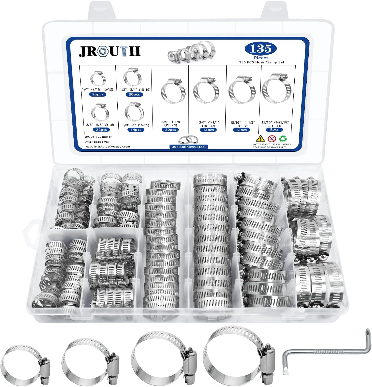 Amazon.com: Koehler Enterprises KEDIS220 220 Piece Hose Clamp Set in ...