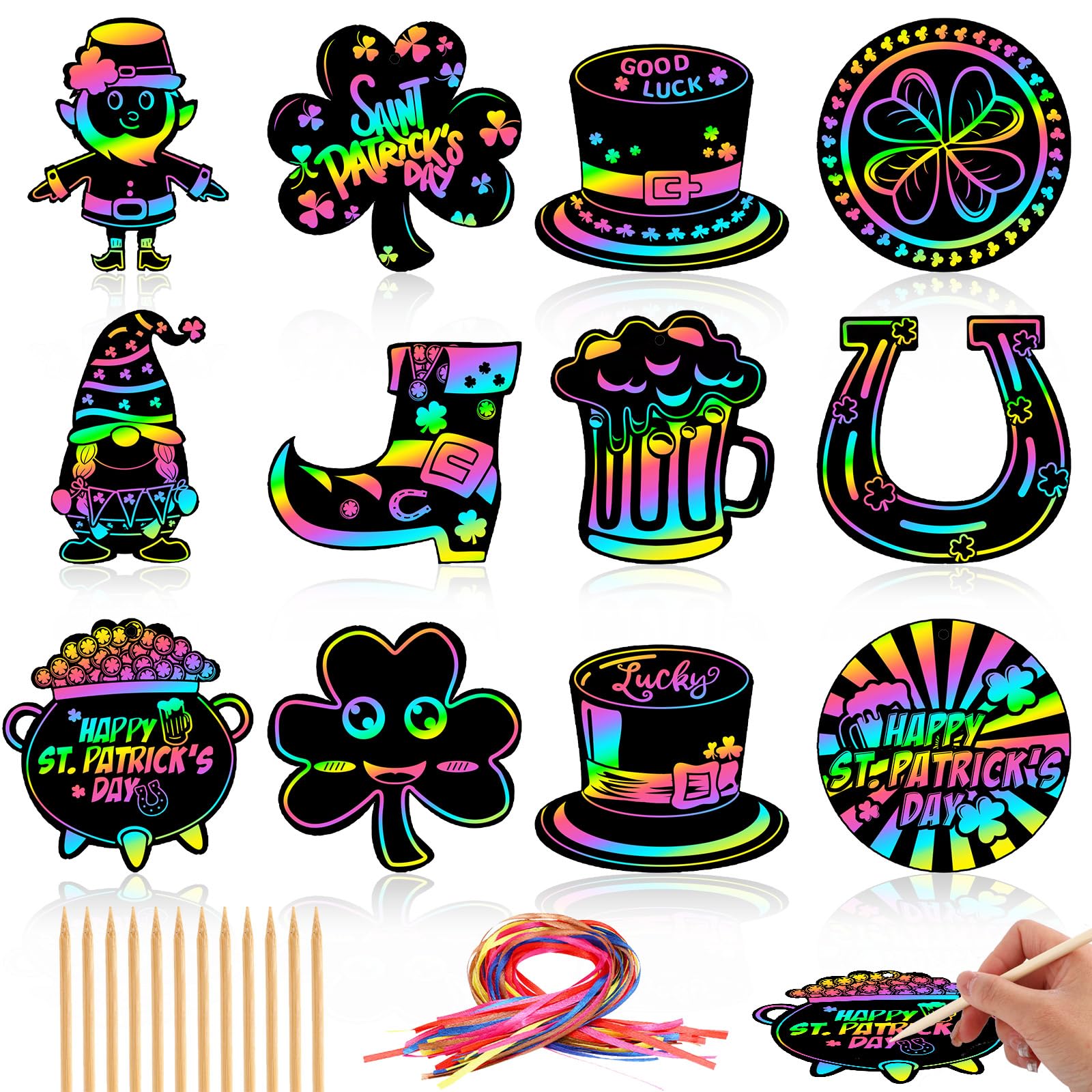 Snapklik.com : 36 PCS St Patricks Day Scratch Art For Kids, St Patricks ...
