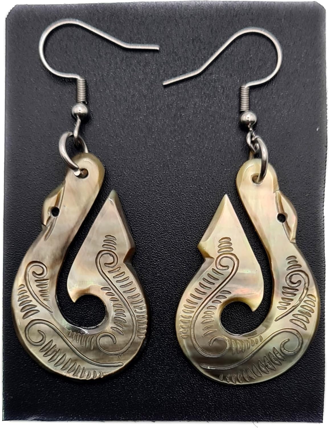 Amazon.com: Swimmi Hand Carved Maori Fish Hook Earrings for Women ...
