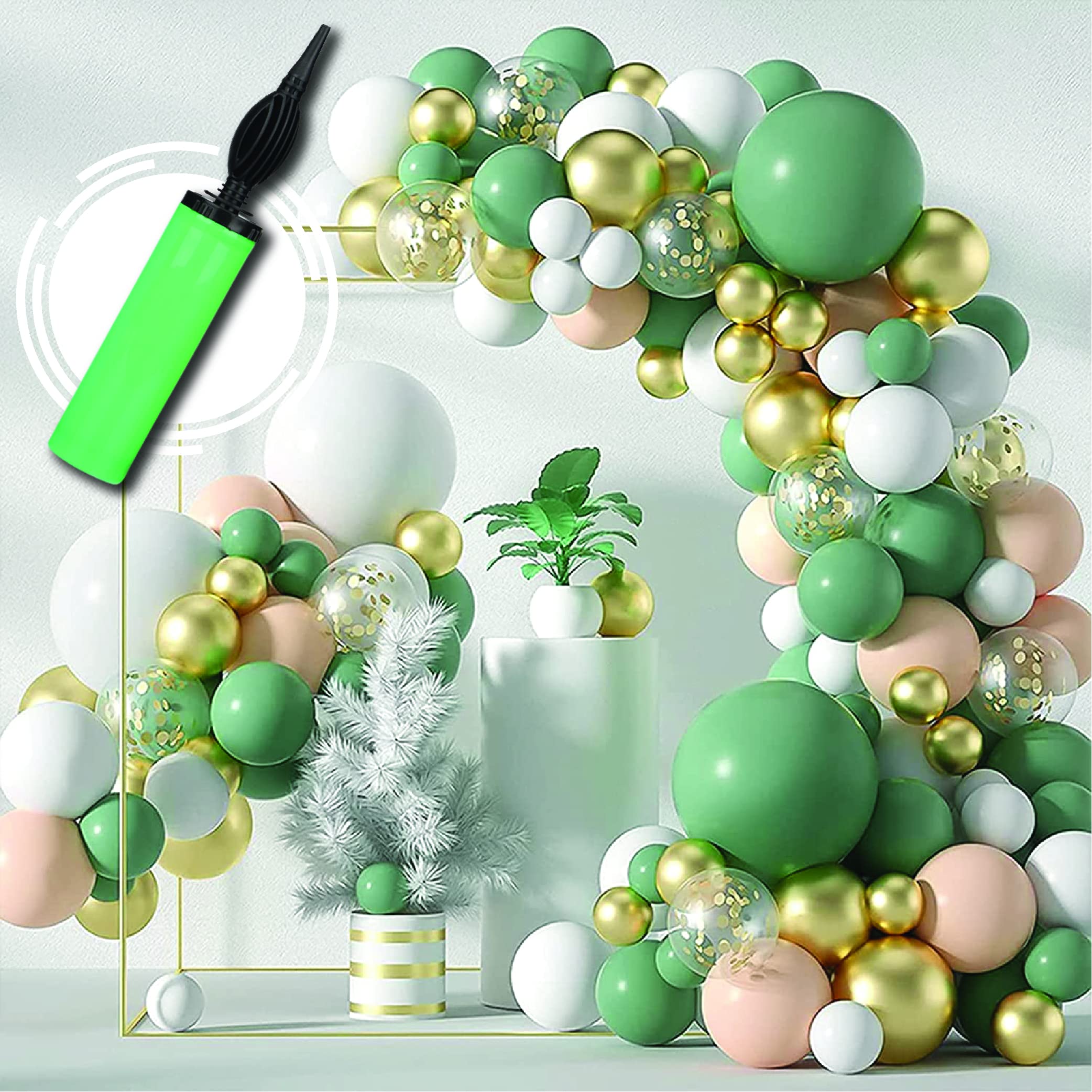 119 Pcs Balloon Arch Kit Green Gold And White Balloon | Desertcart Thailand